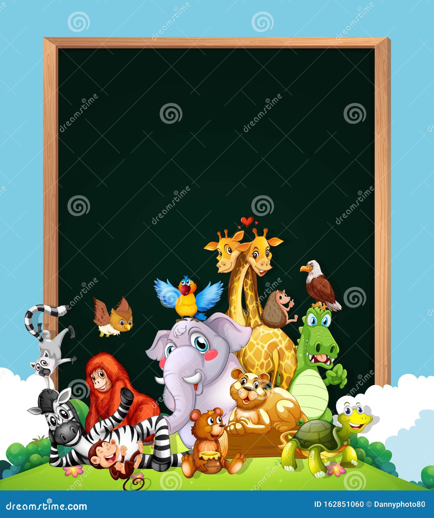 Border Template Design with Cute Animals Stock Vector - Illustration of ...