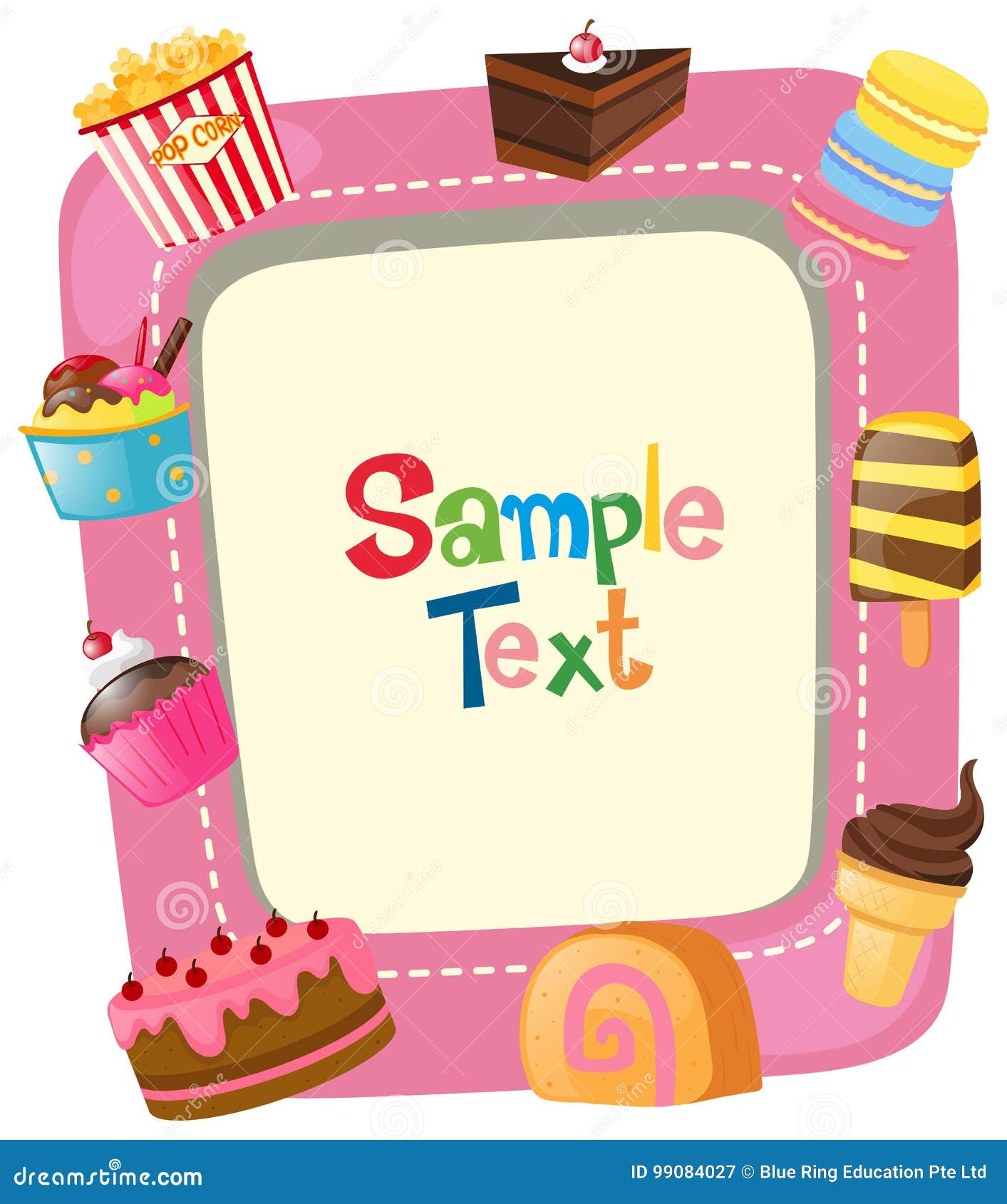 Border Template with Different Desserts Stock Vector - Illustration of ...