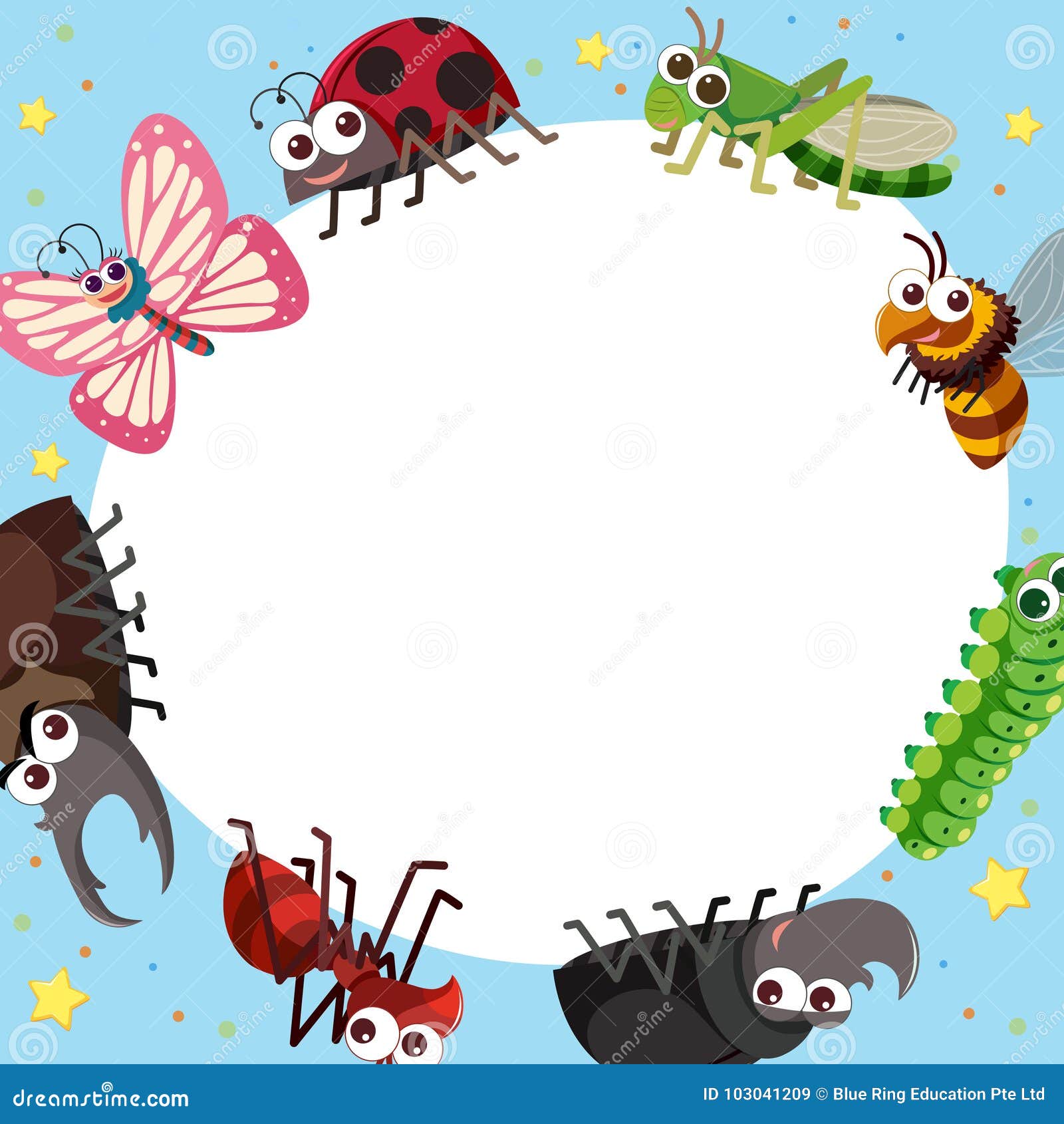 Border Template with Different Types of Bugs Stock Vector ...