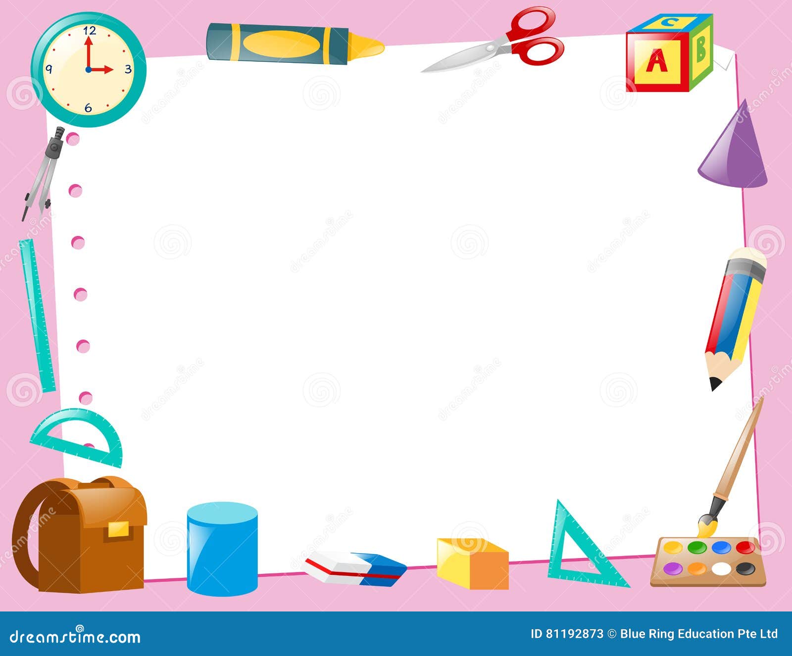 Border Template with Educational Items Stock Vector - Illustration of ...