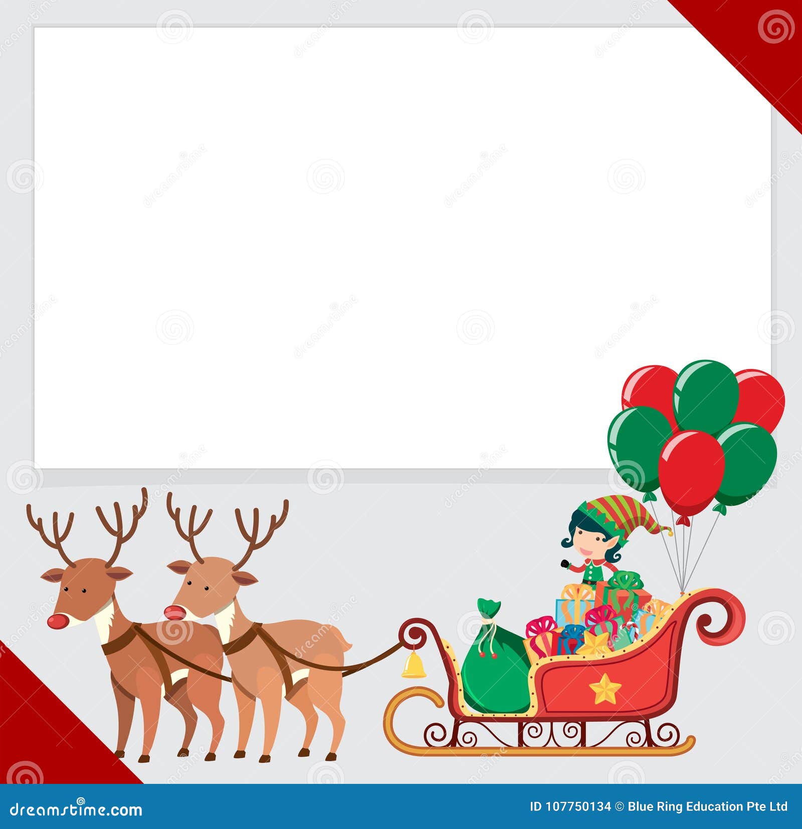 Border Template with Elf and Reindeers Stock Vector - Illustration of ...