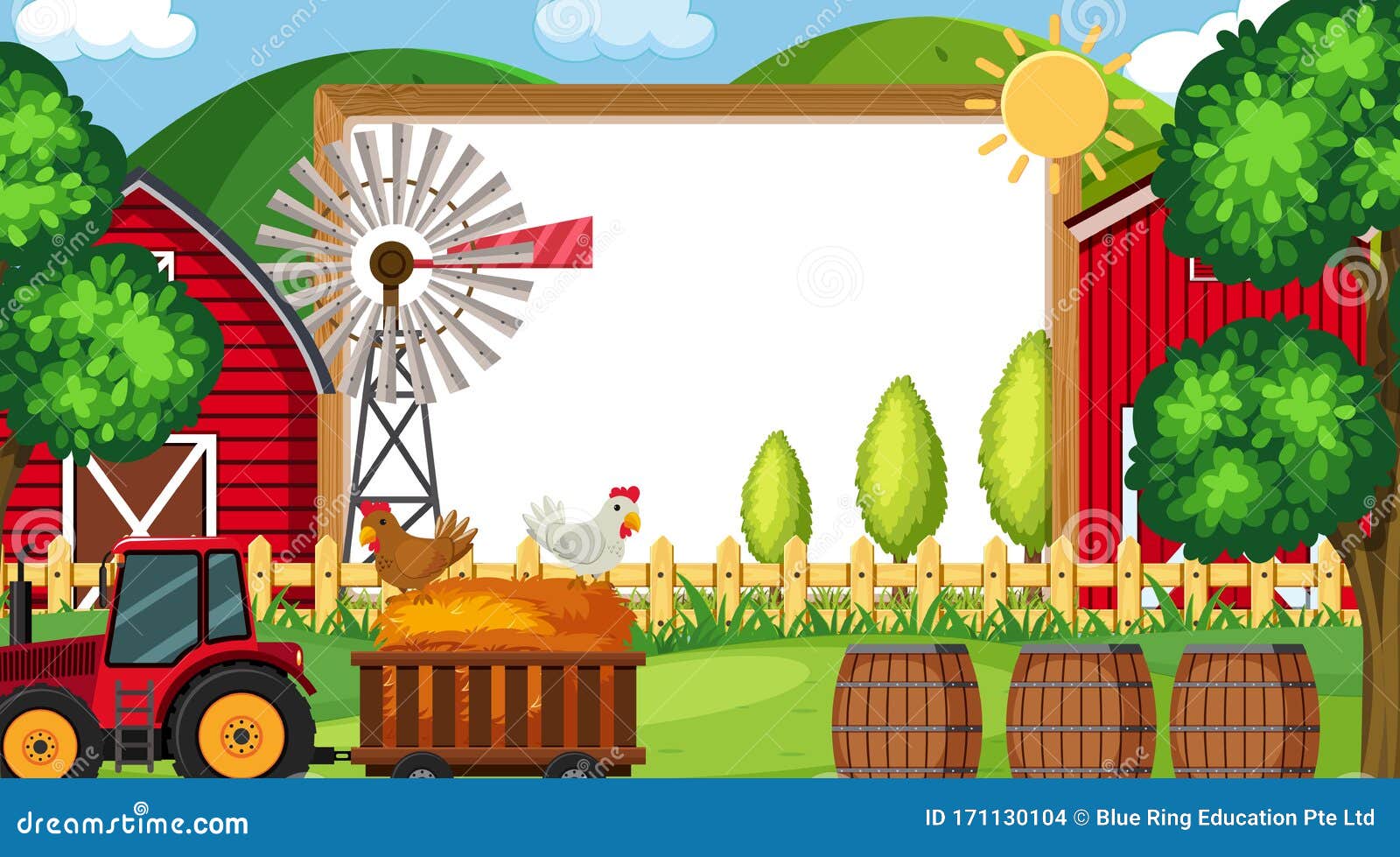 Border Template with Farm Scene in Background Stock Illustration ...