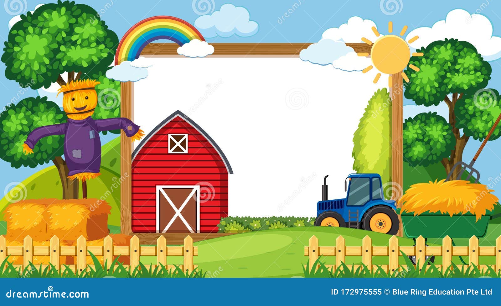Border Template with Farm Scene in Background Stock Vector ...