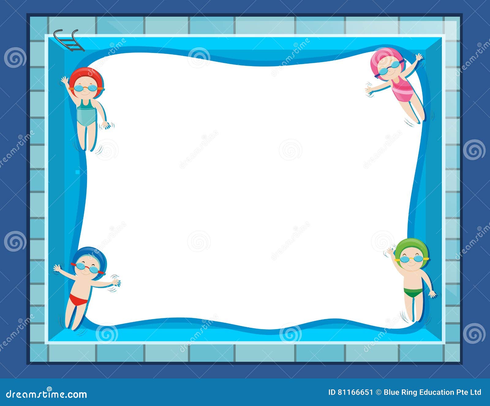 Border Template with Four Kids Swimming Stock Vector - Illustration of ...