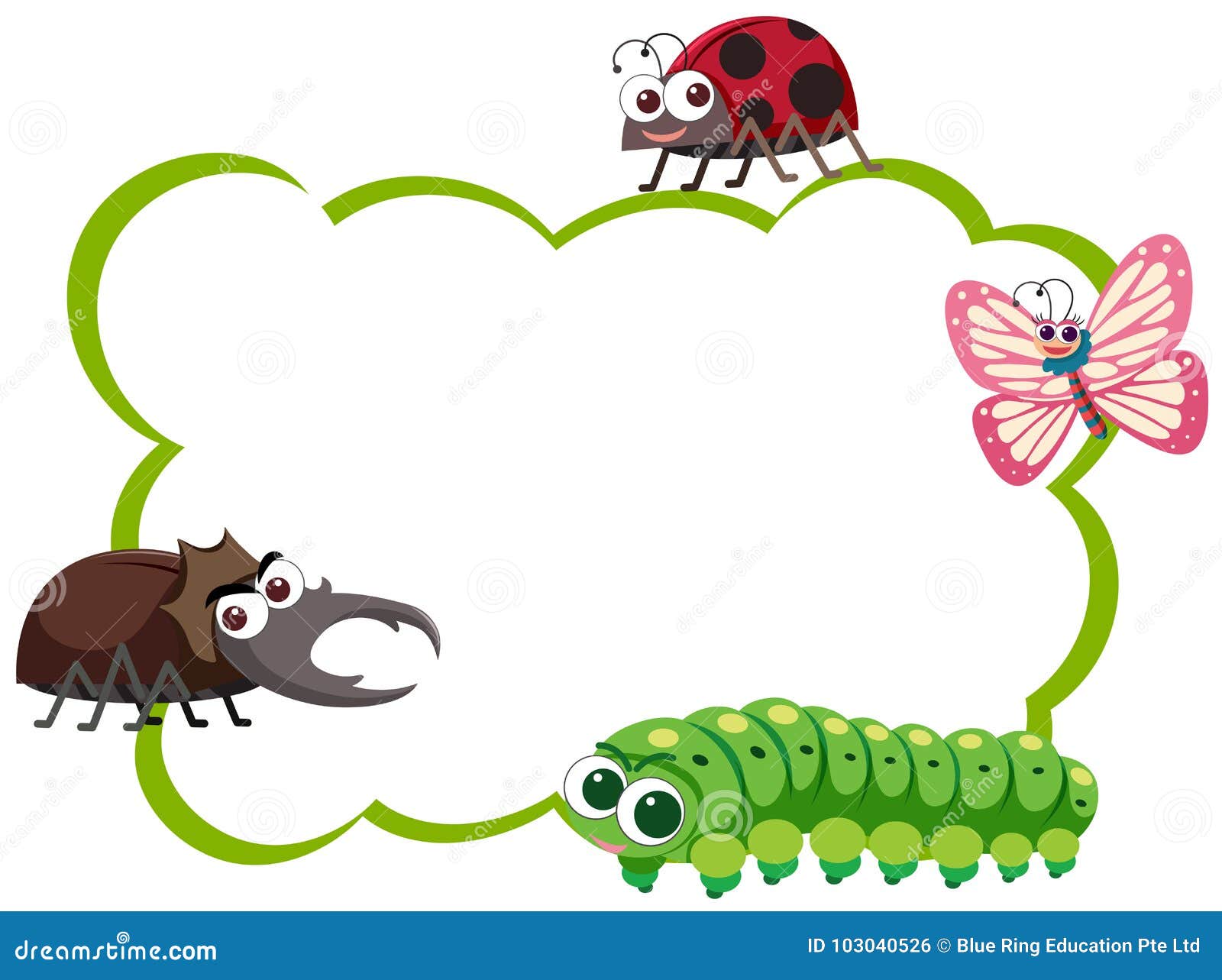 Border Template with Four Types of Insects Stock Vector - Illustration ...
