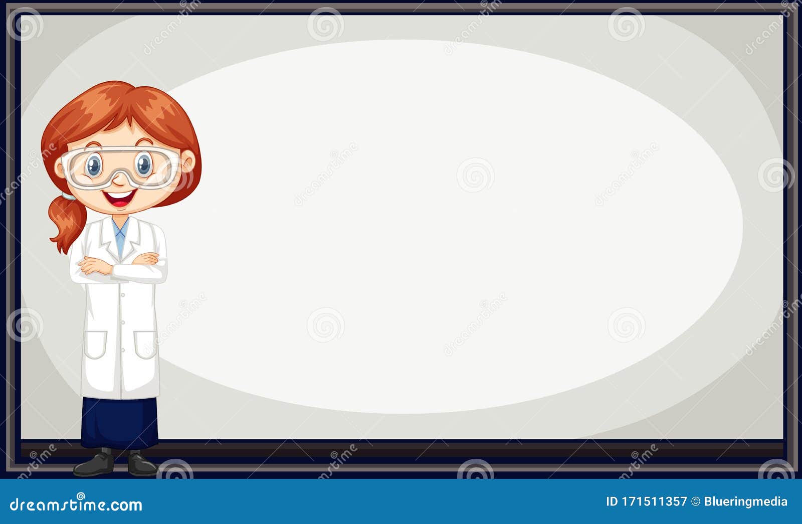Border Template with Girl in Lab Gown Stock Vector - Illustration of ...