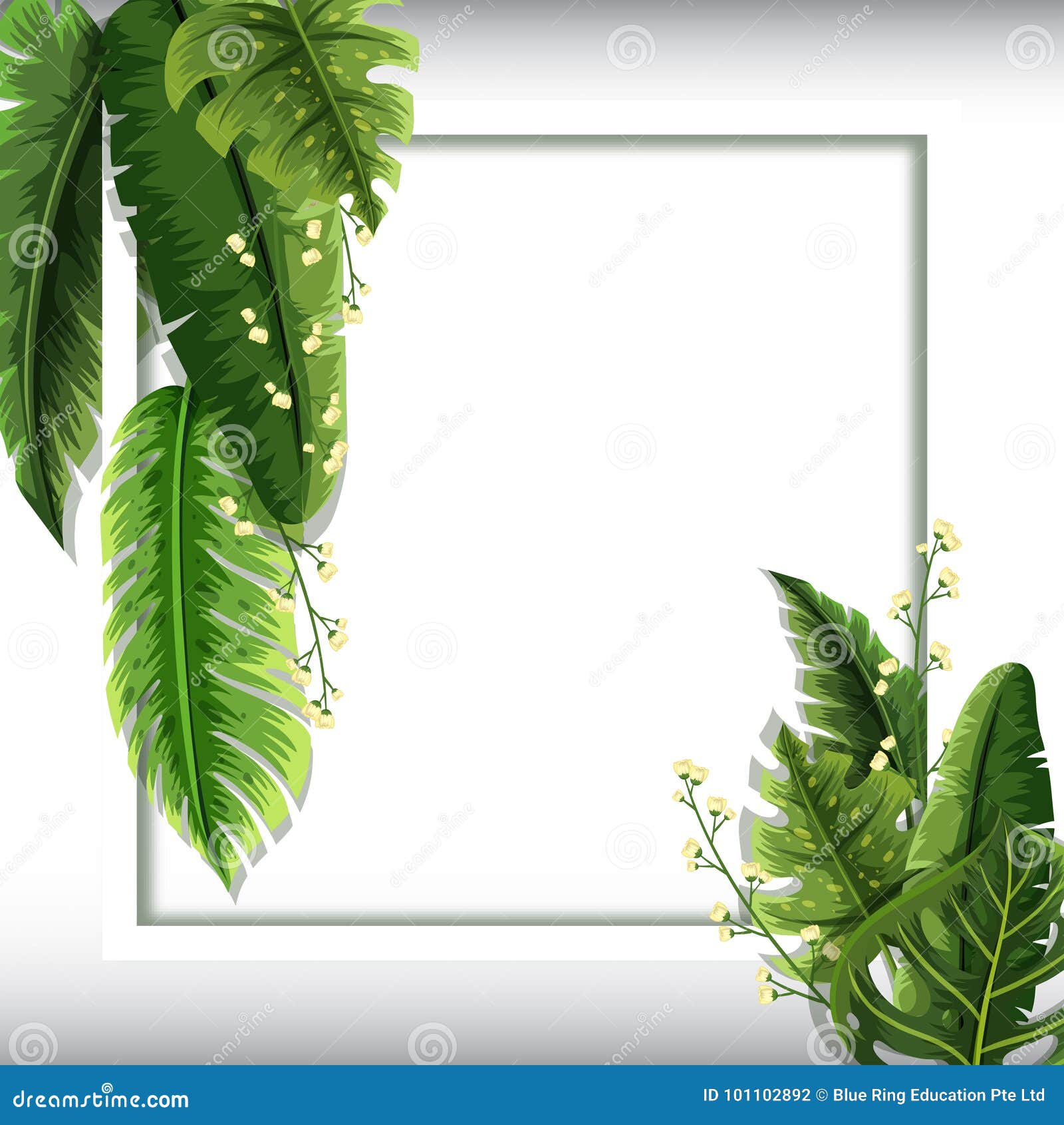 Border Template with Green Leaves and Flowers Stock Vector ... Border Template with Green Leaves and Flowers Stock Vector ...