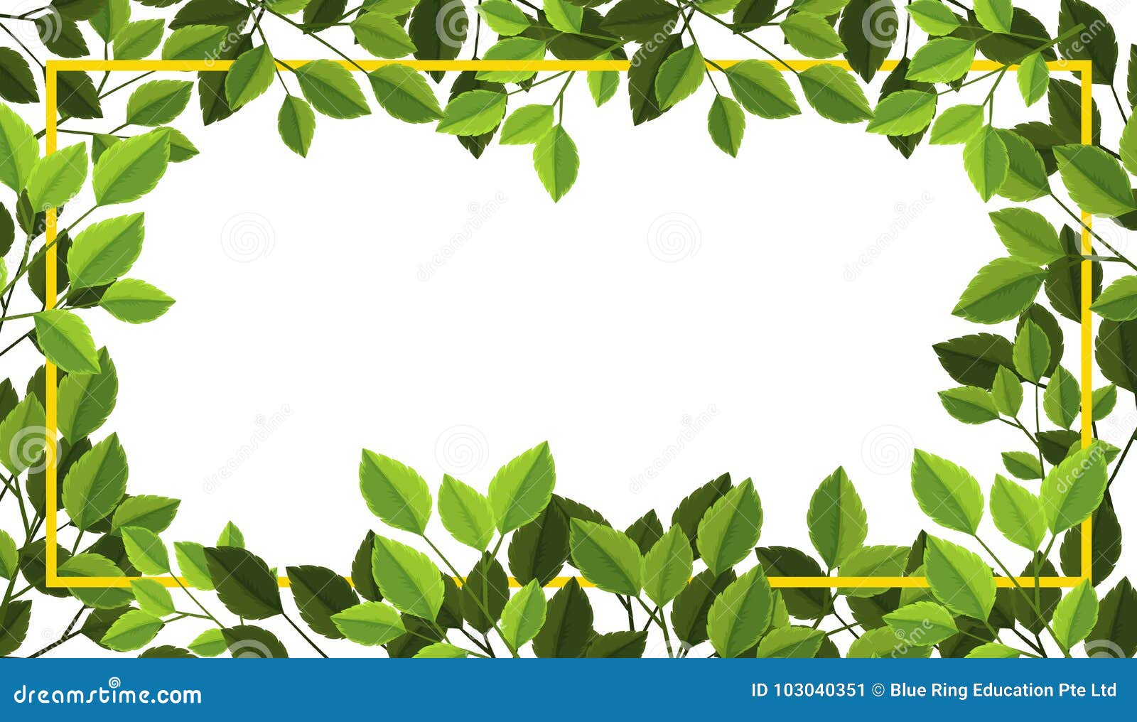 Border Template with Green Leaves Stock Vector - Illustration of frame ...