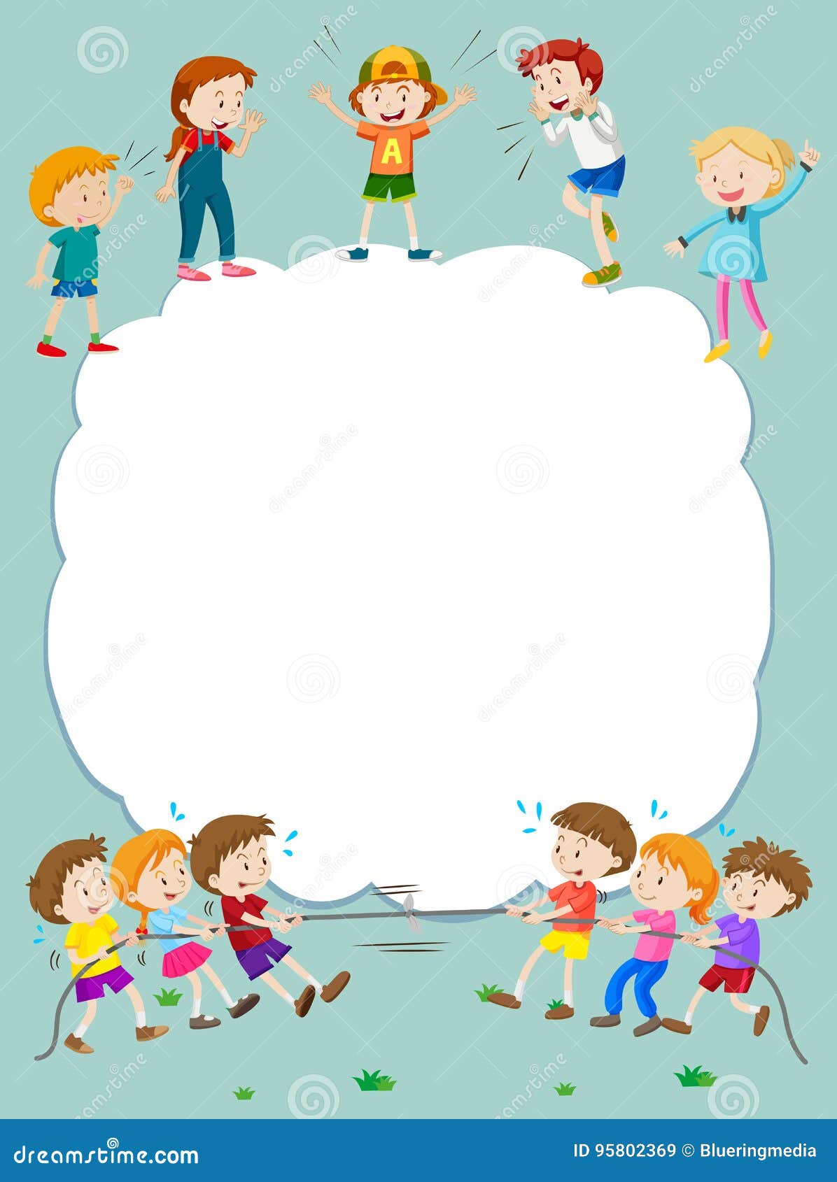 Border Template with Happy Kids Playing in Background Stock Vector ...