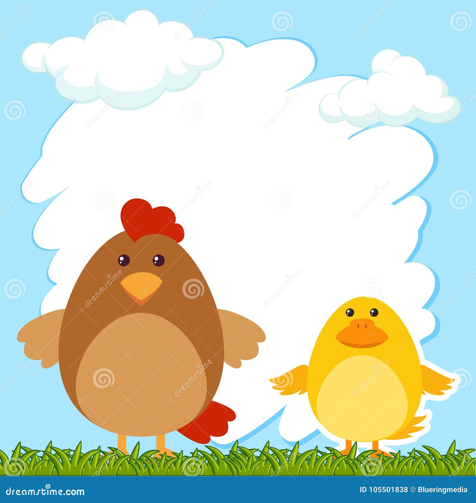 Border Template with Hen and Chick Stock Vector - Illustration of ...