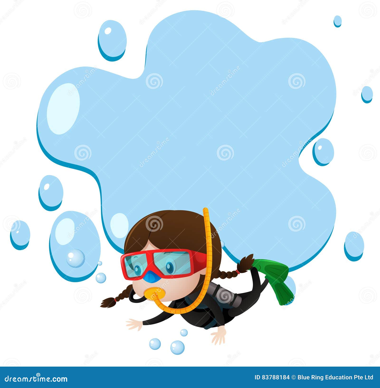 Border Template with Kid Scuba Diving Stock Vector - Illustration of ...