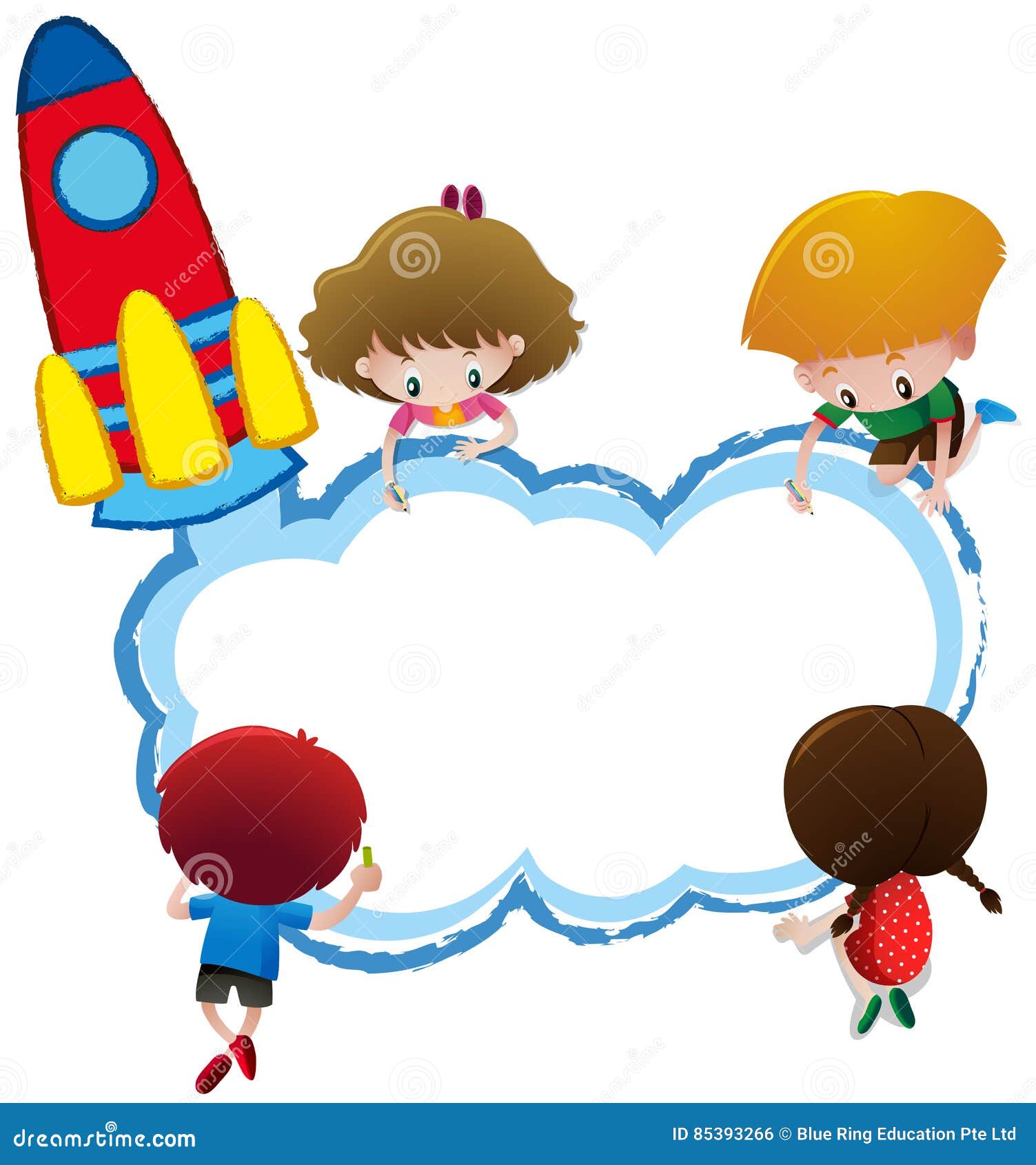 Border Template with Kids Drawing Stock Vector - Illustration of path ...