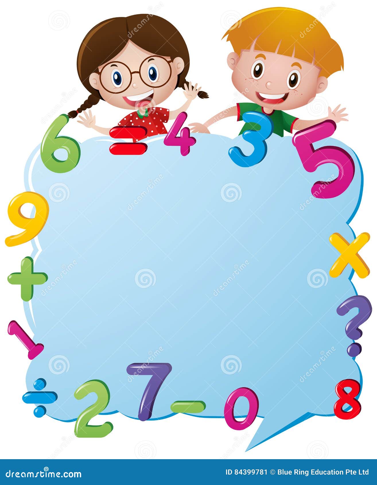 Border Template with Kids and Numbers Stock Vector - Illustration of ...