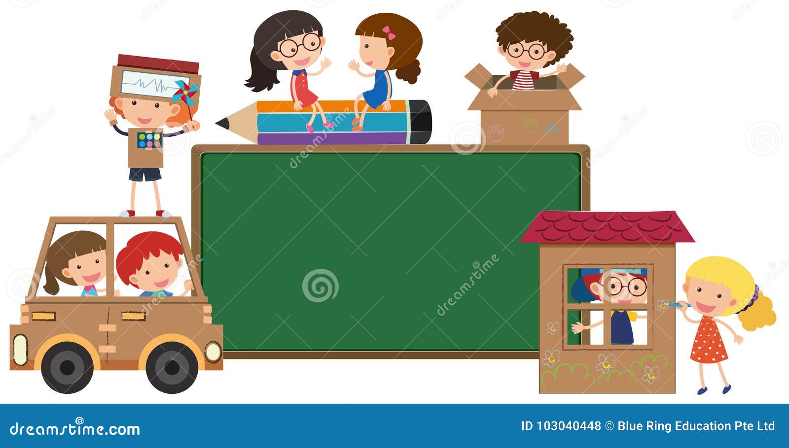 Border Template with Kids Playing Stock Vector - Illustration of blank ...