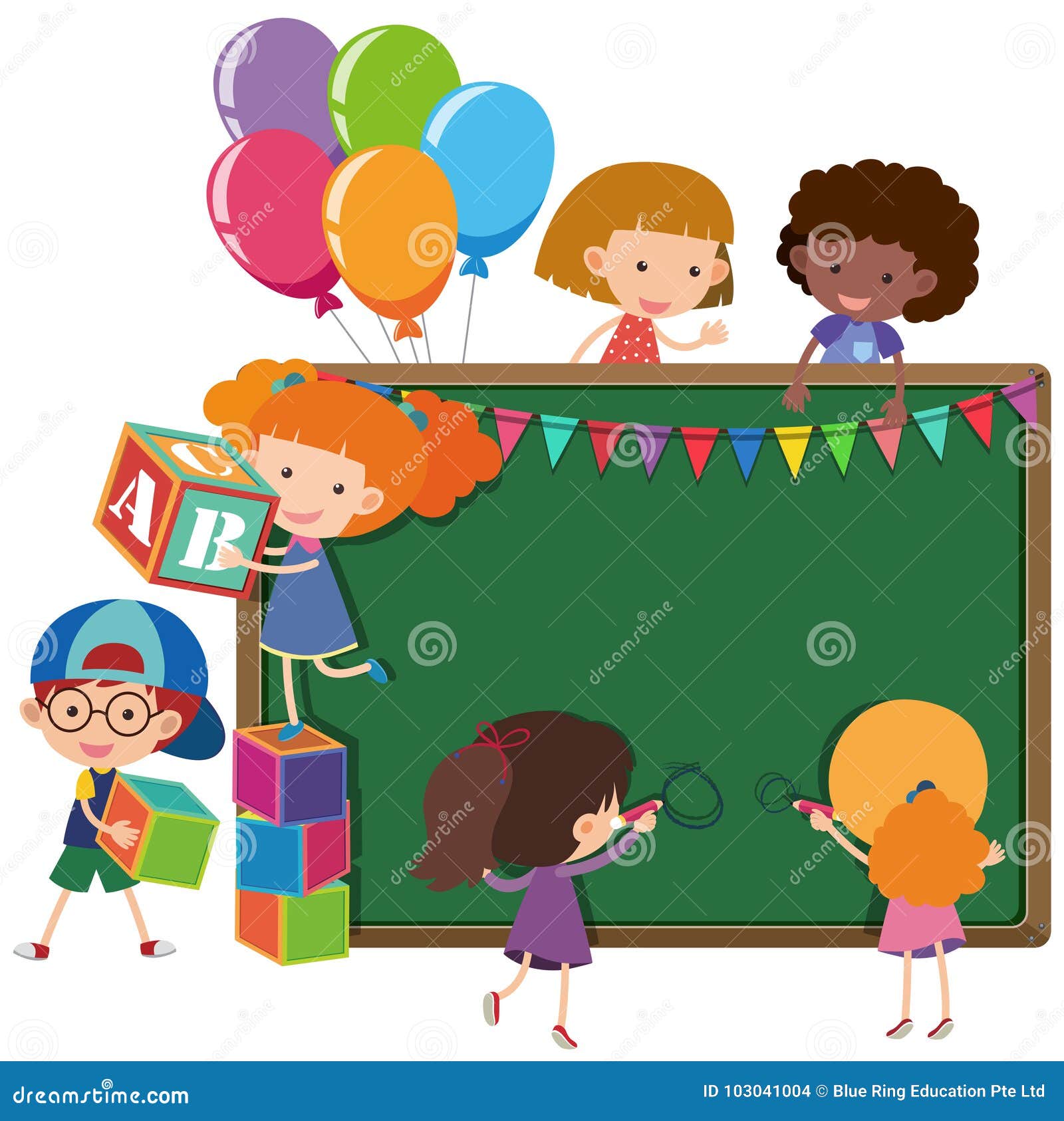 Border Template with Kids Playing Stock Vector - Illustration of party ...
