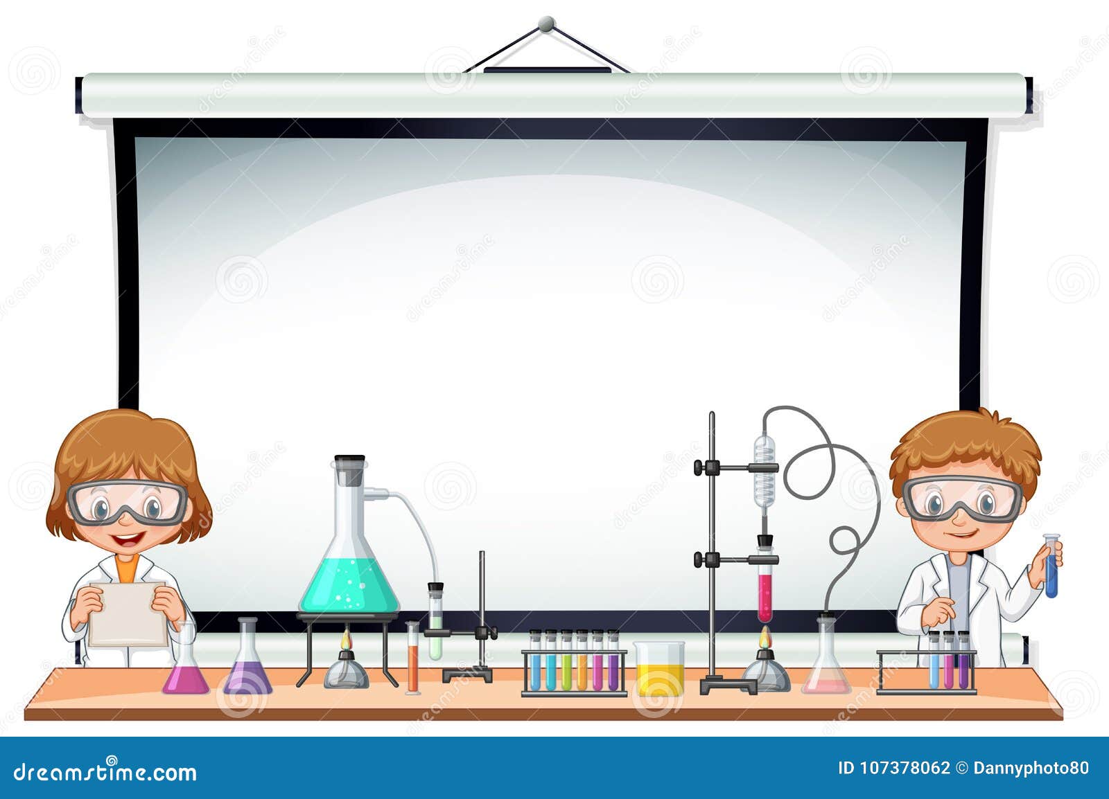 Border Template with Kids in Science Lab Stock Vector - Illustration of ...