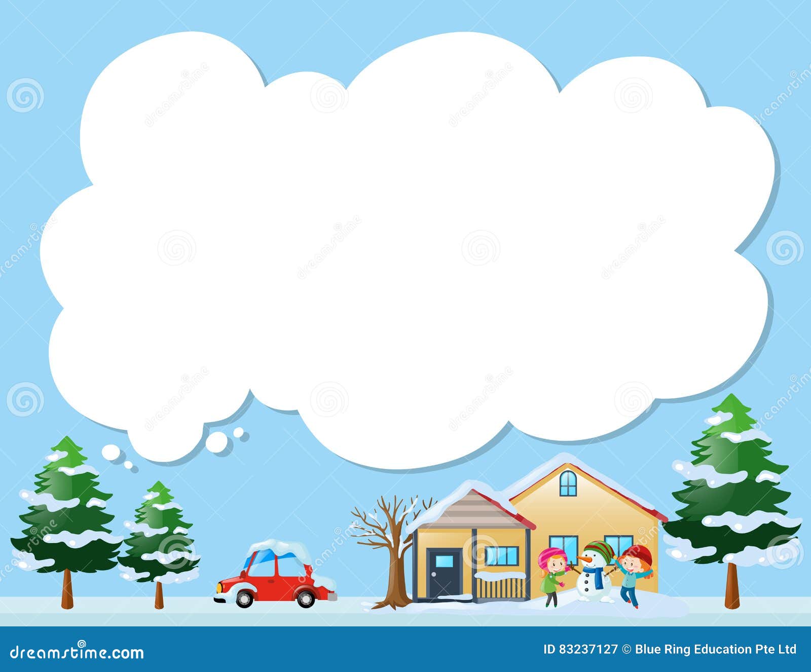Border Template with Kids in the Snow Stock Illustration - Illustration ...