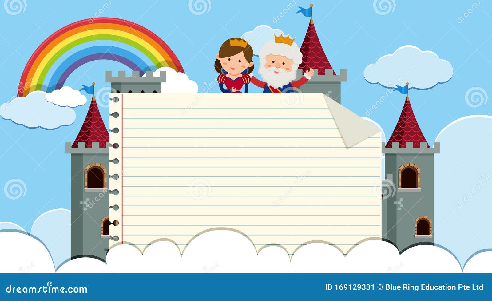 Border Template with King and Queen in the Castle Stock Vector ...