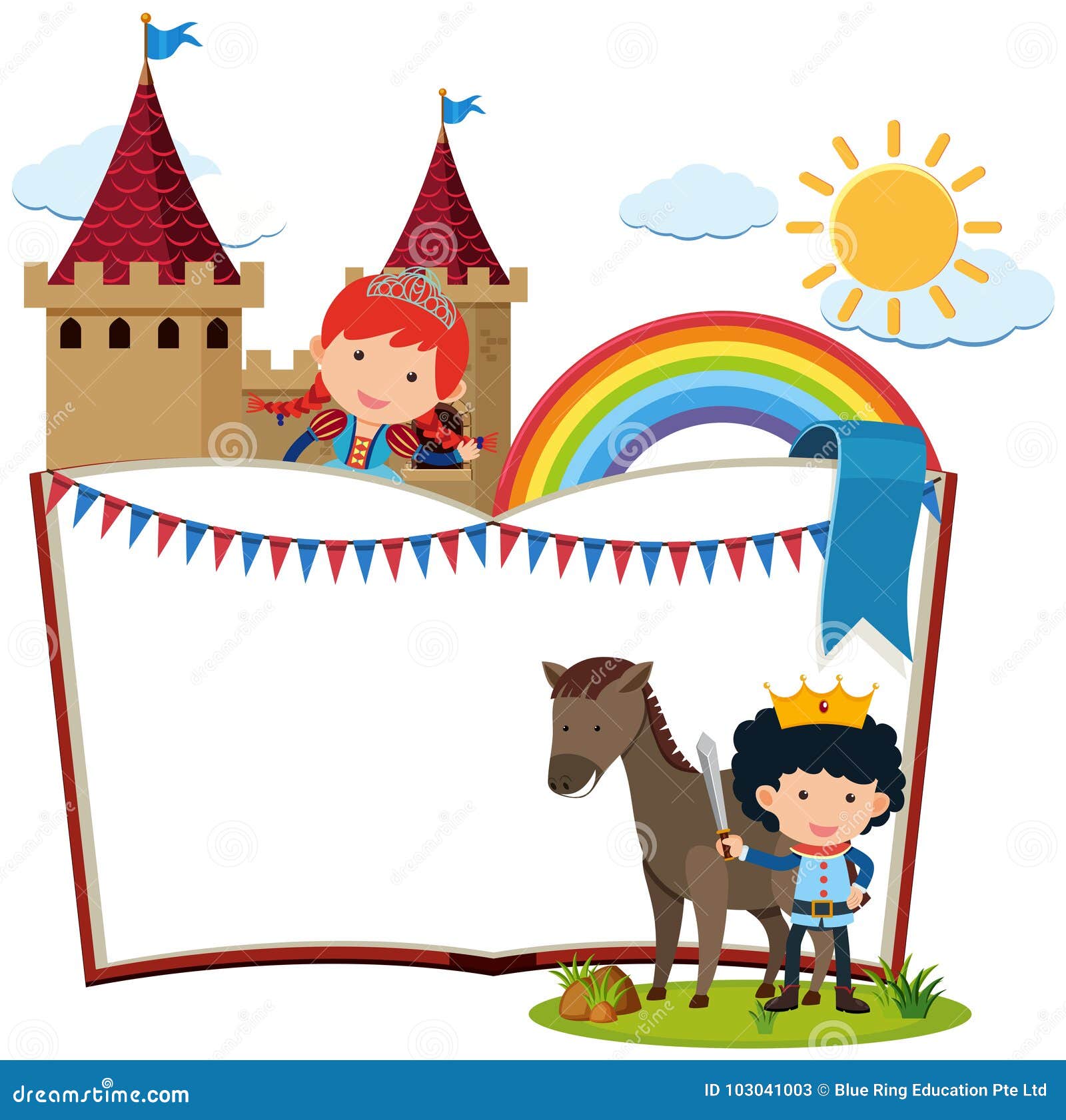 Border Template with Knight and Horse Stock Vector - Illustration of ...