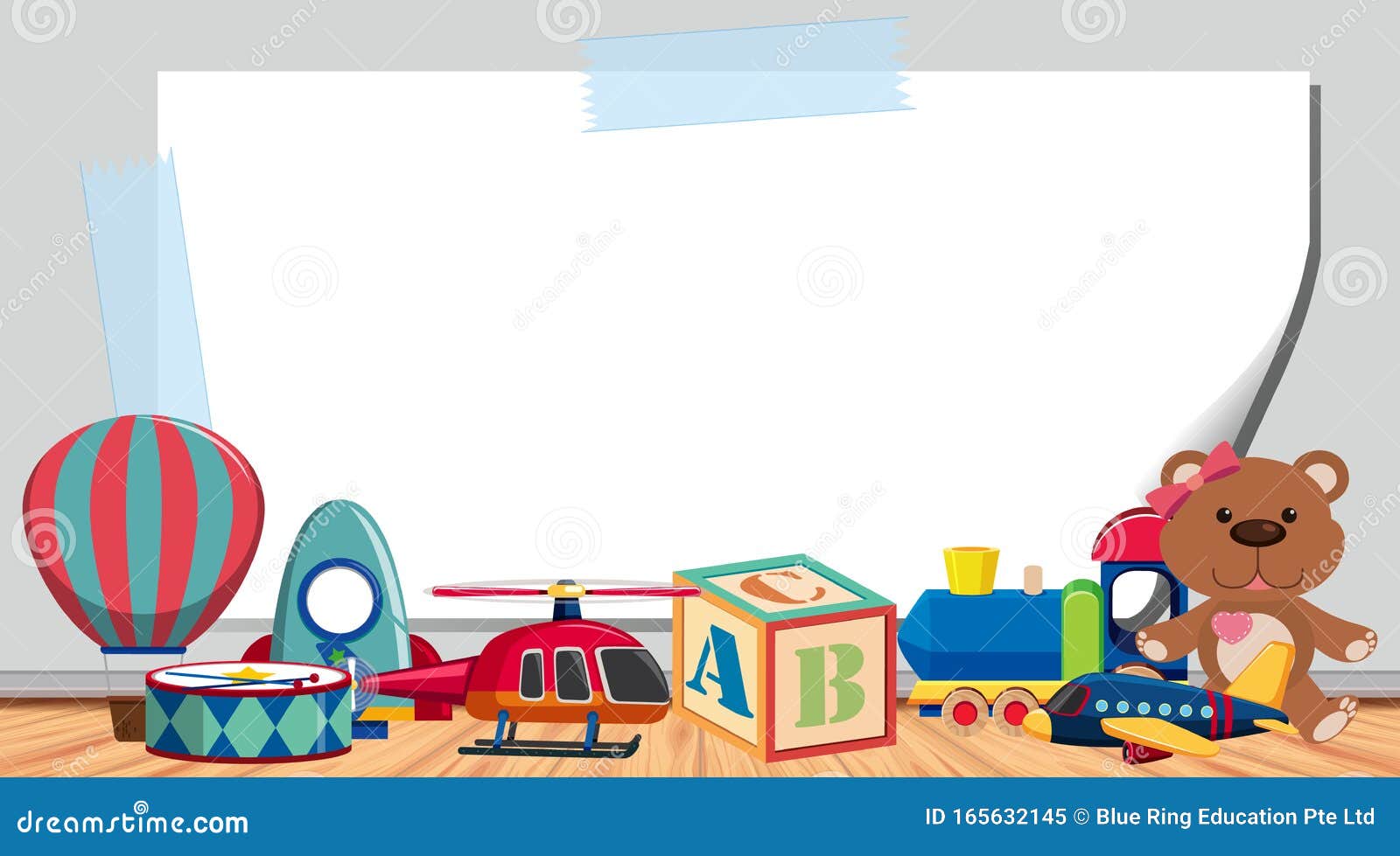 Border Template with Many Toys on the Floor Stock Illustration ...