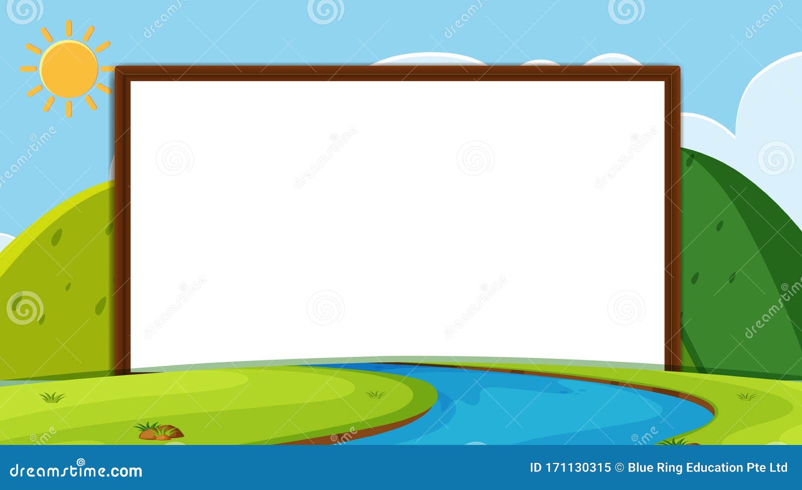 Border Template with Mountains and River in Background Stock ...