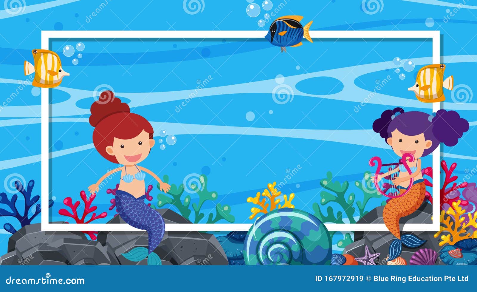 Border Template with Ocean Theme in Background Stock Vector ...