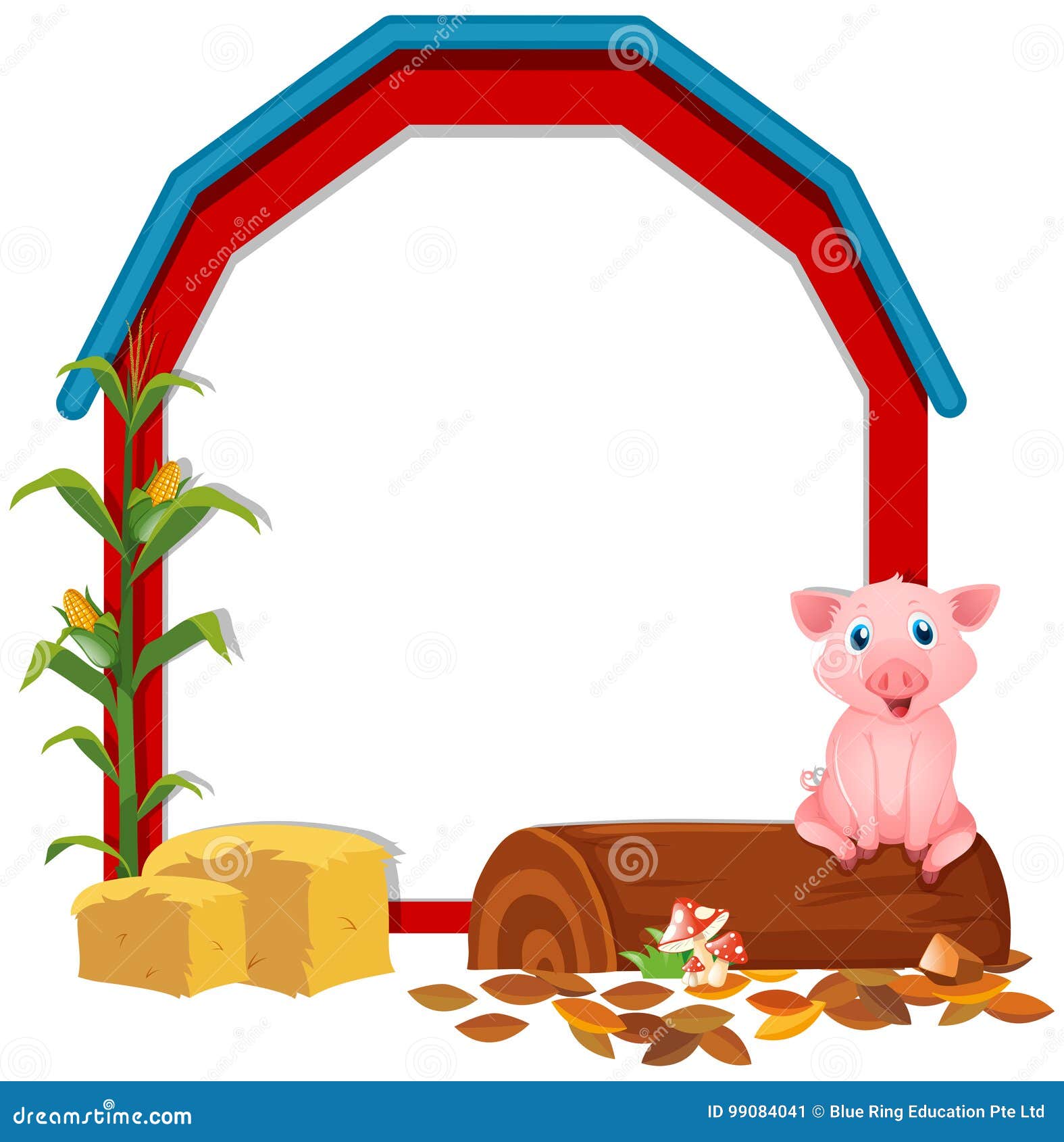 Border Template with Pig in the Barn Stock Vector - Illustration of ...