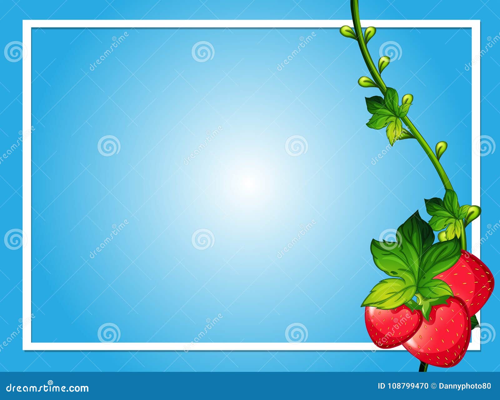 Border Template with Red Strawberries Stock Vector - Illustration of ...
