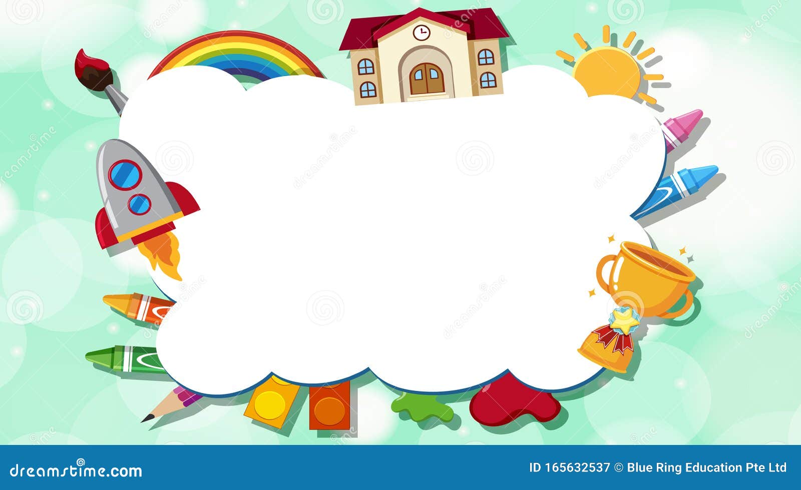 Border Template with School Items Stock Illustration - Illustration of ...
