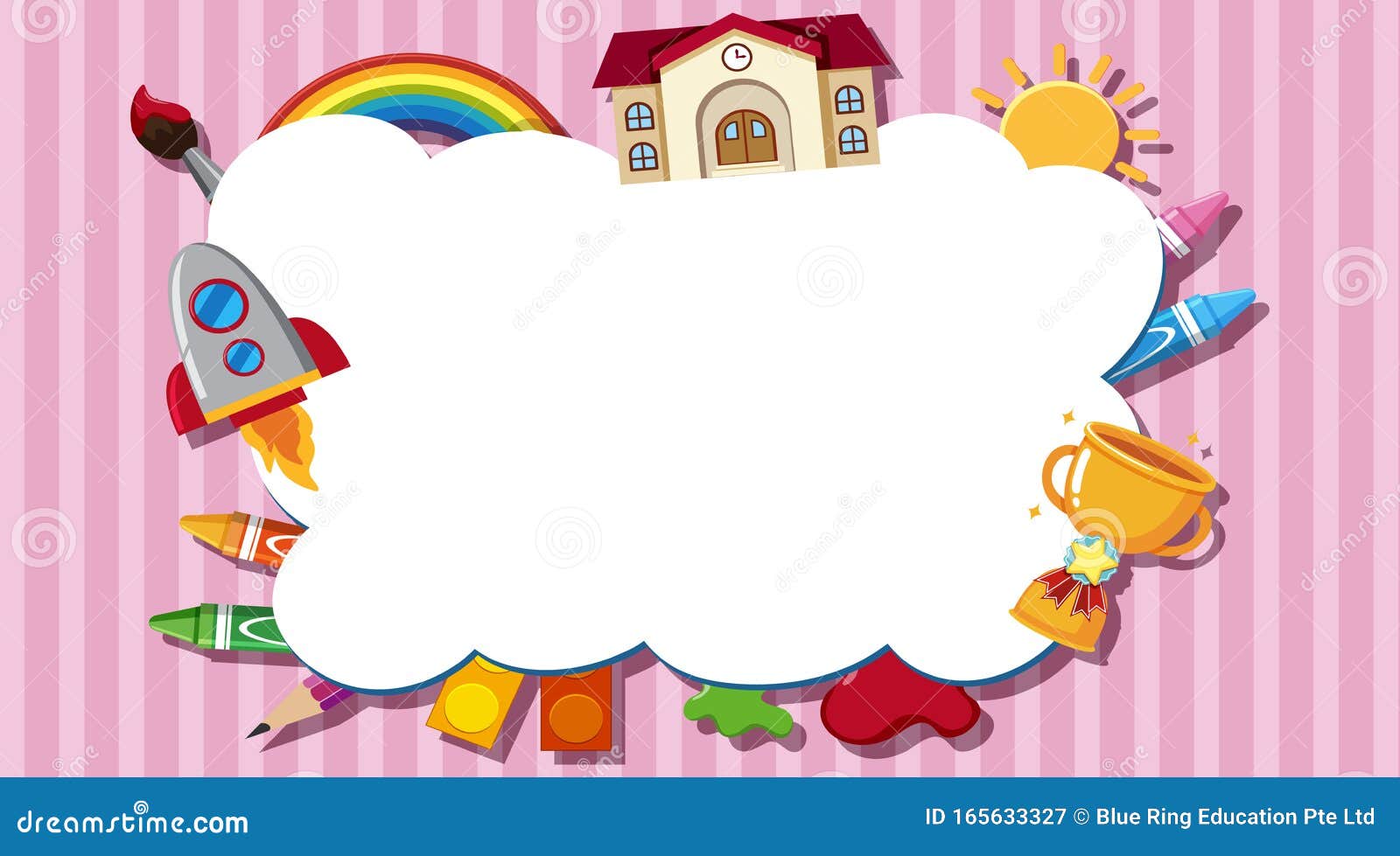 Border Template with School Items Stock Illustration - Illustration of ...