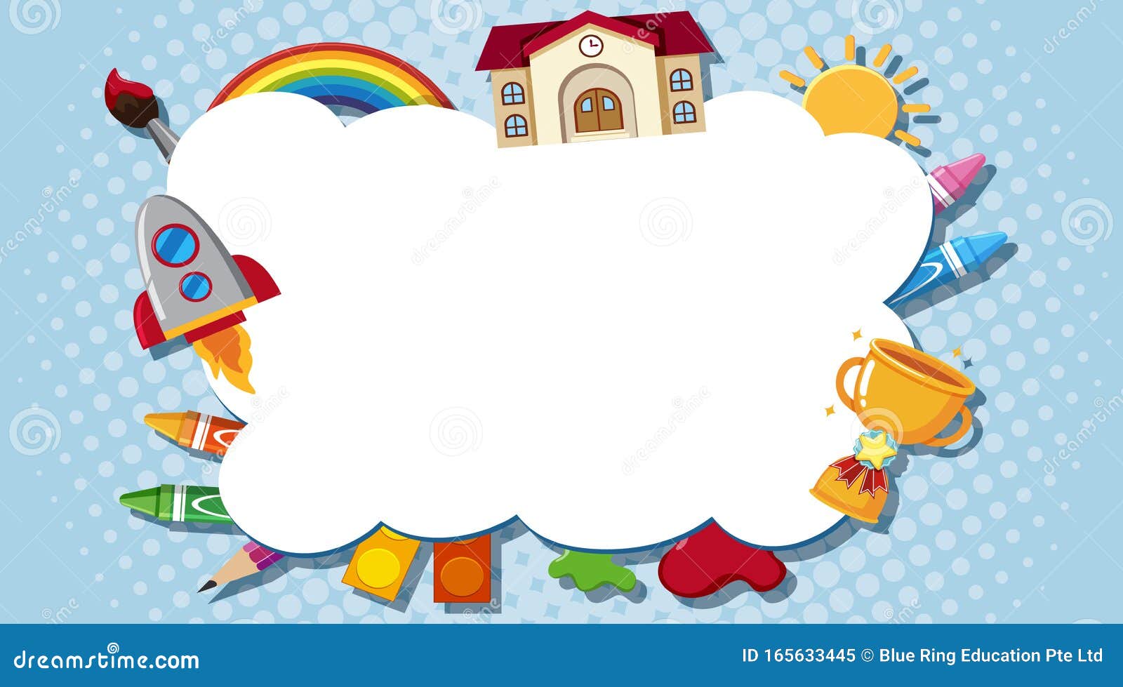 Border Template with School Items Stock Illustration - Illustration of ...