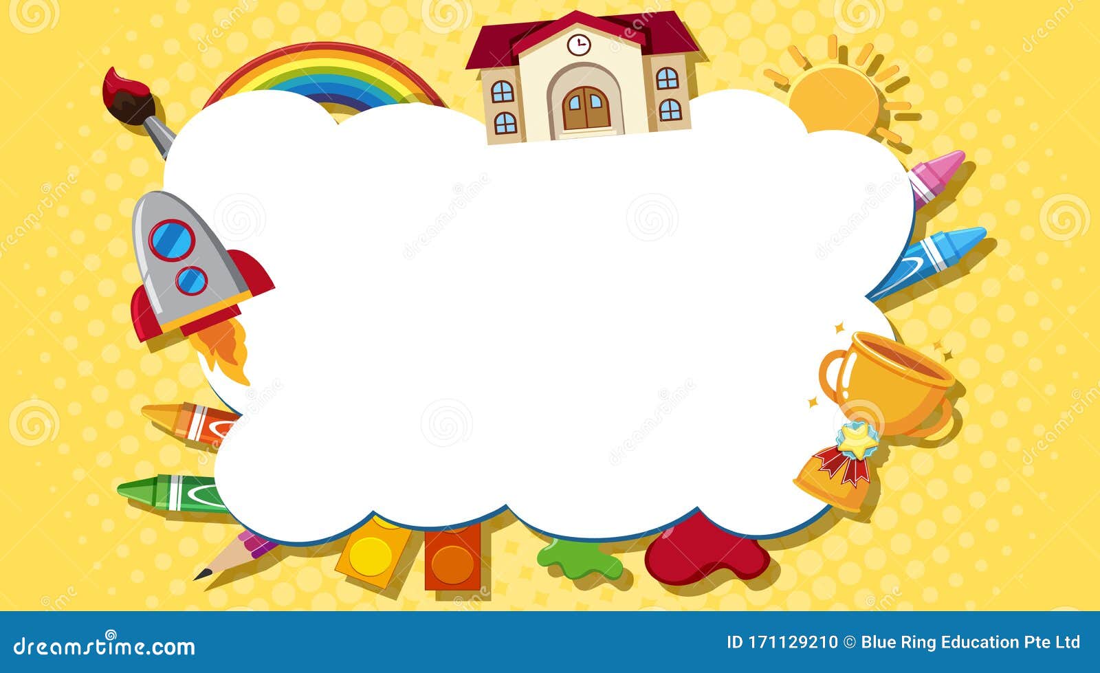 Border Template with School Items Stock Illustration - Illustration of ...