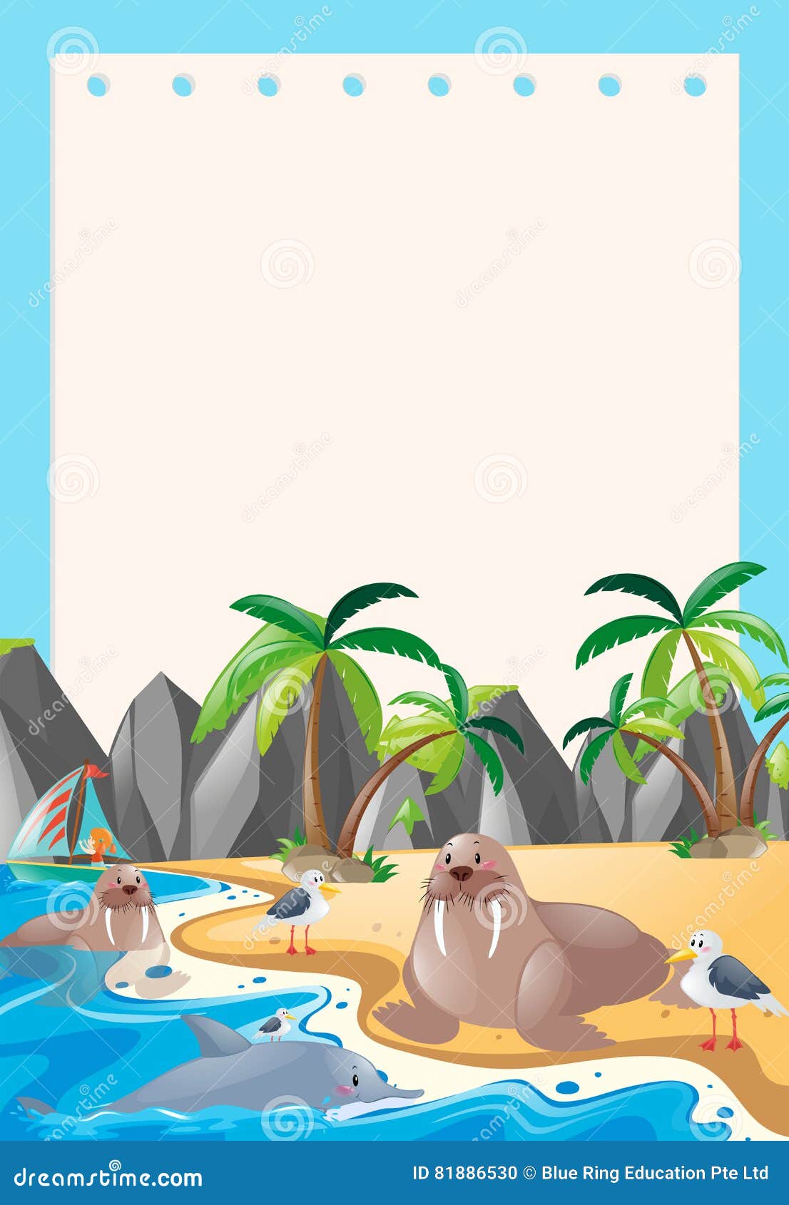 Border Template with Sea Animals Stock Vector - Illustration of board ...