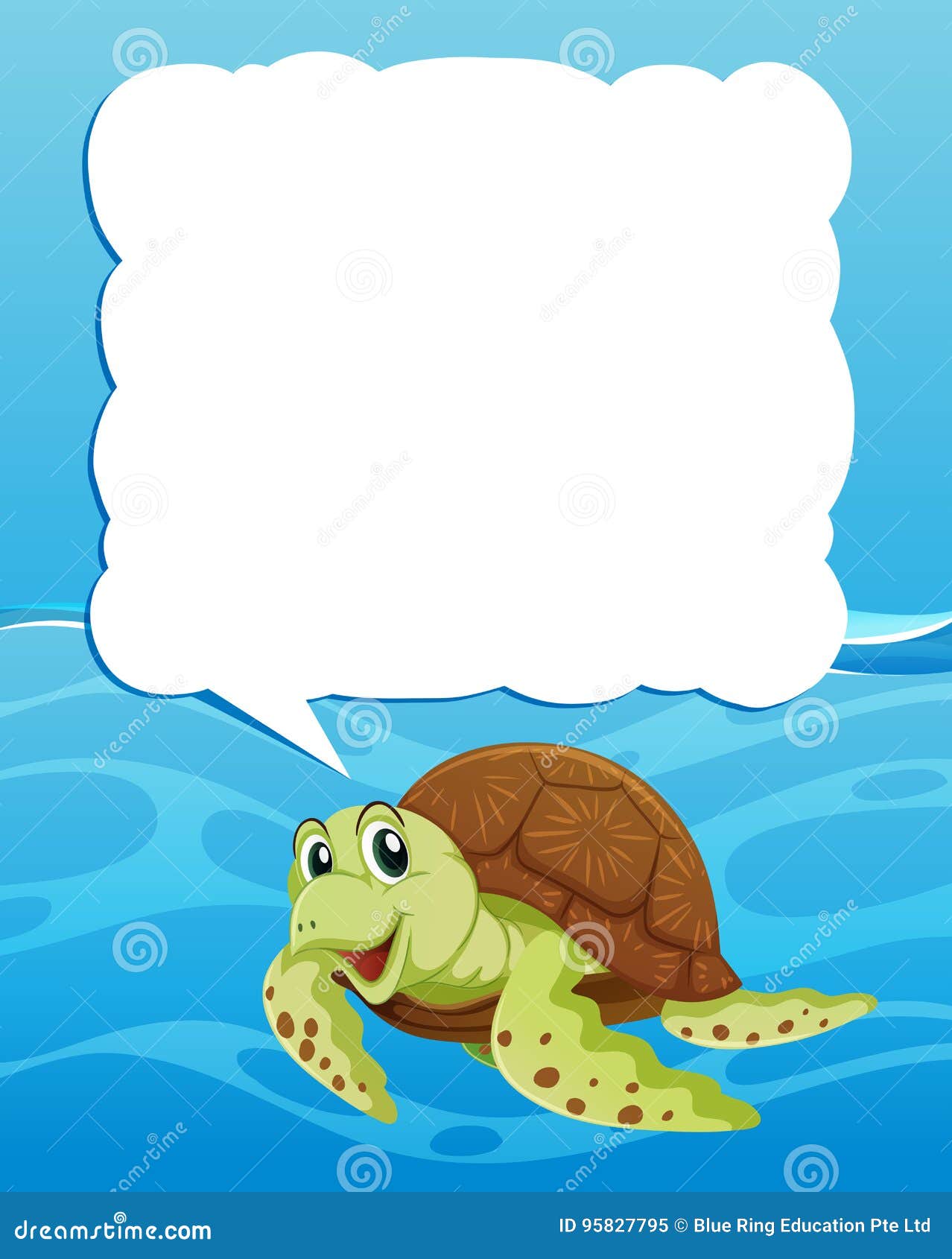 Border Template with Sea Turtle Swimming Stock Vector - Illustration of ...