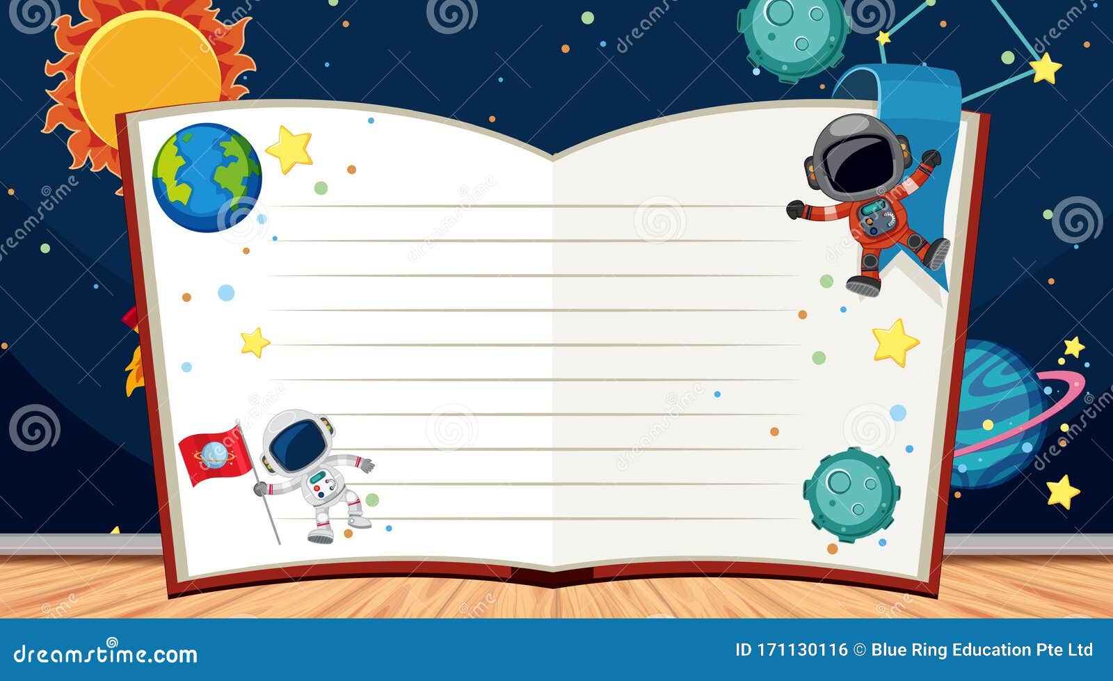 Border Template with Space Theme in Background Stock Illustration ...