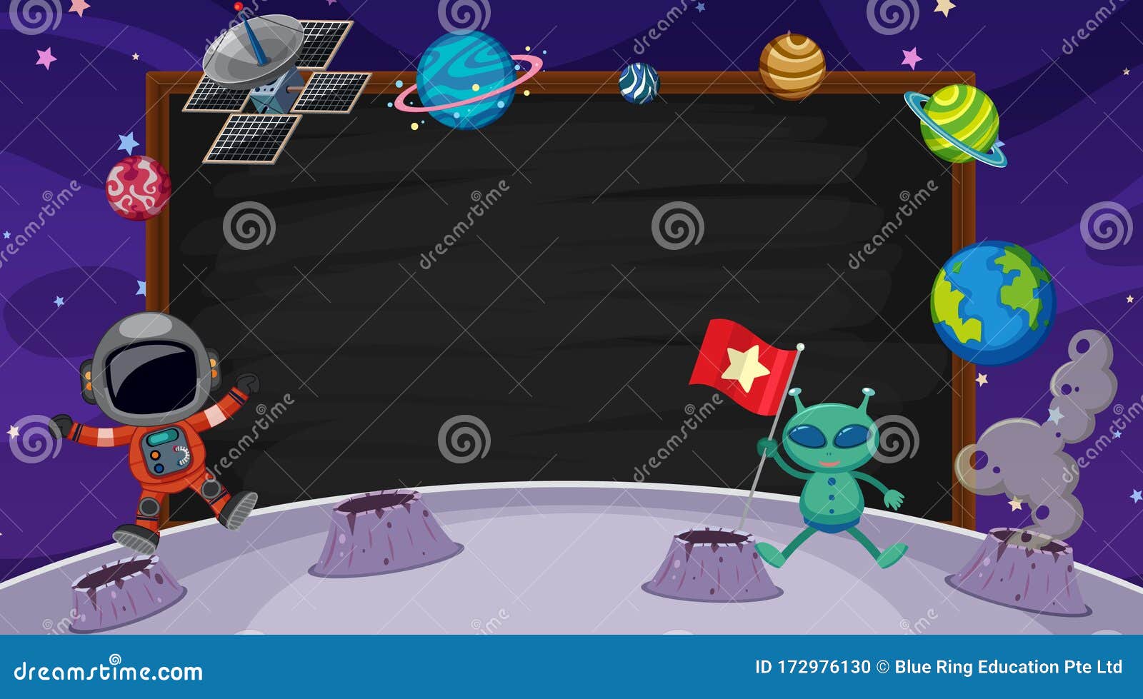 Border Template with Space Theme in Background Stock Vector ...