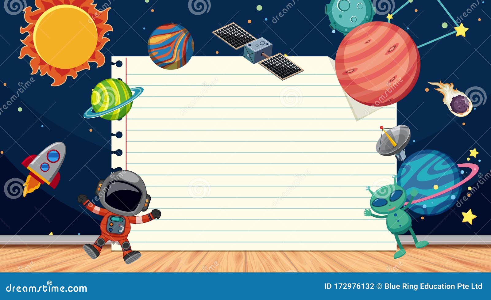 Border Template with Space Theme in Background Stock Vector ...