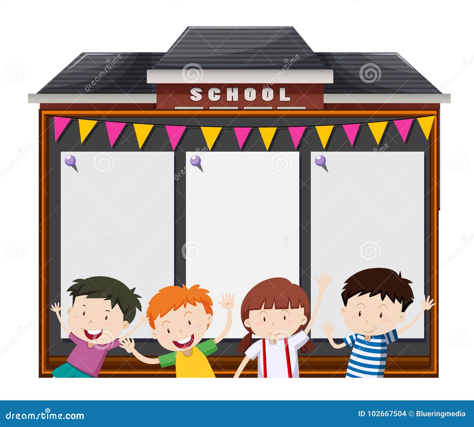 Border Template with Students at School Stock Vector - Illustration of ...