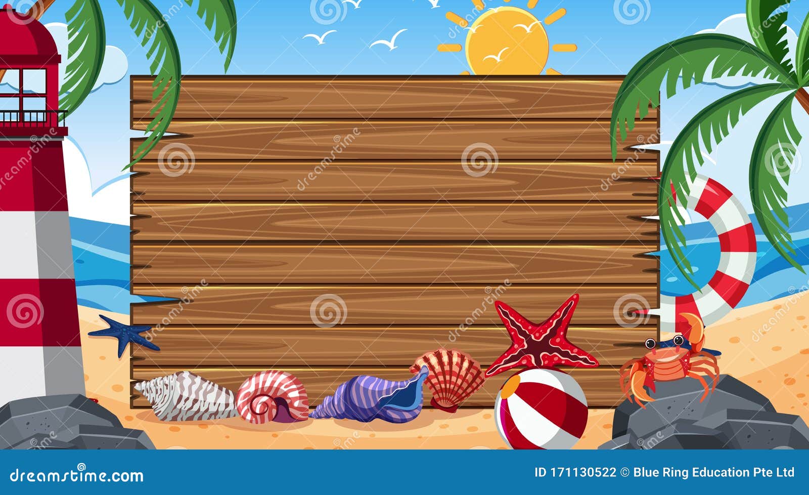 Border Template with Summer Theme in Background Stock Illustration ...