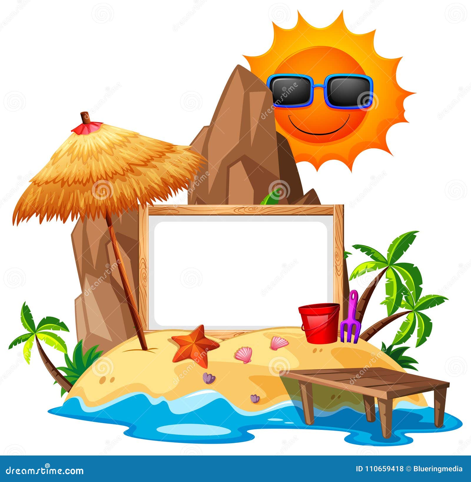 Border Template with Summer Theme Stock Vector - Illustration of sand ...