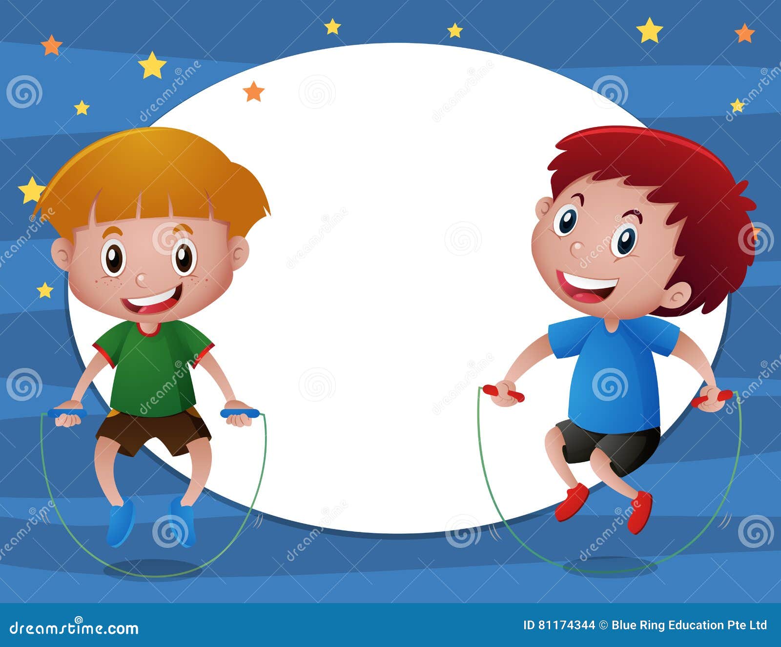 Border Template with Two Boys Jumping Rope Stock Illustration ...