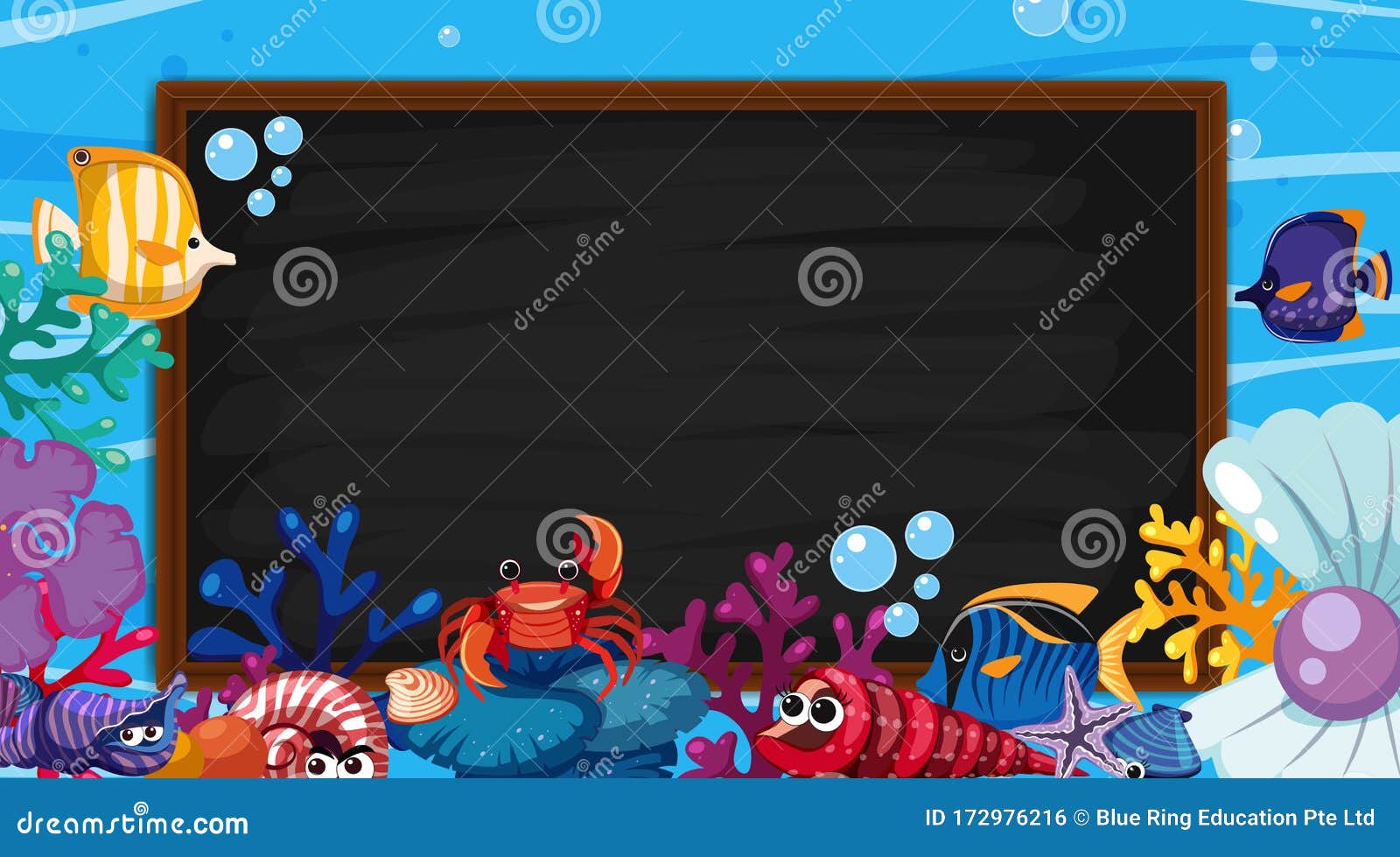 Border Template with Underwater Scene in Background Stock Vector ...