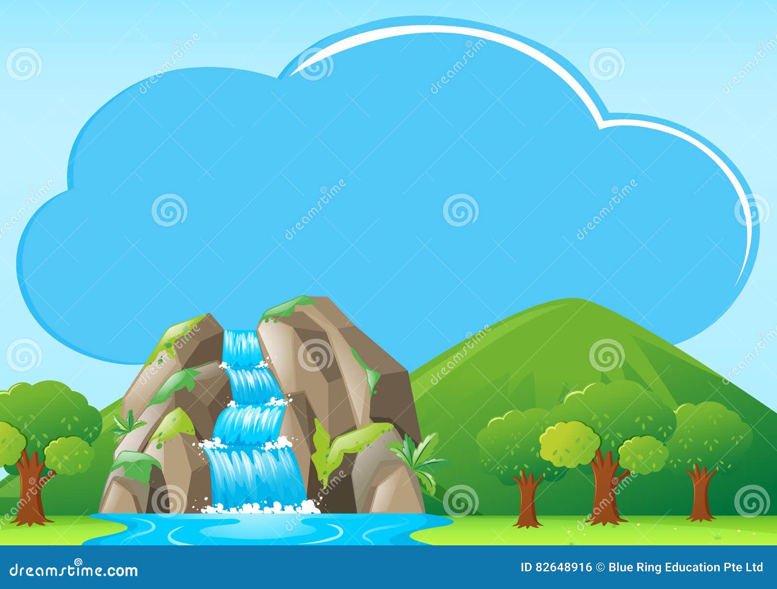 Border Template with Waterfall in Backgroud Stock Illustration ...