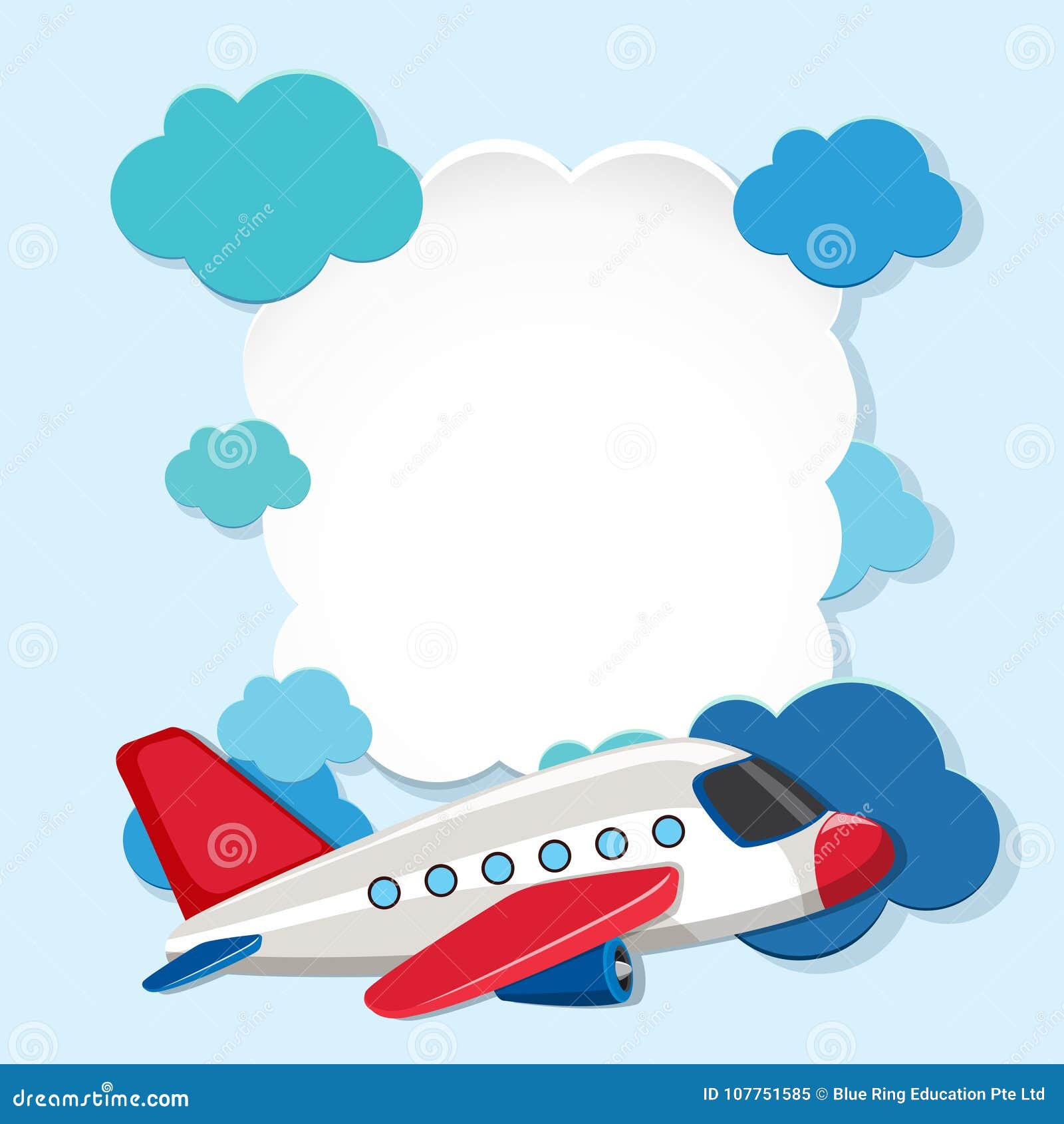 Border Template with White Airplane Stock Vector - Illustration of ...