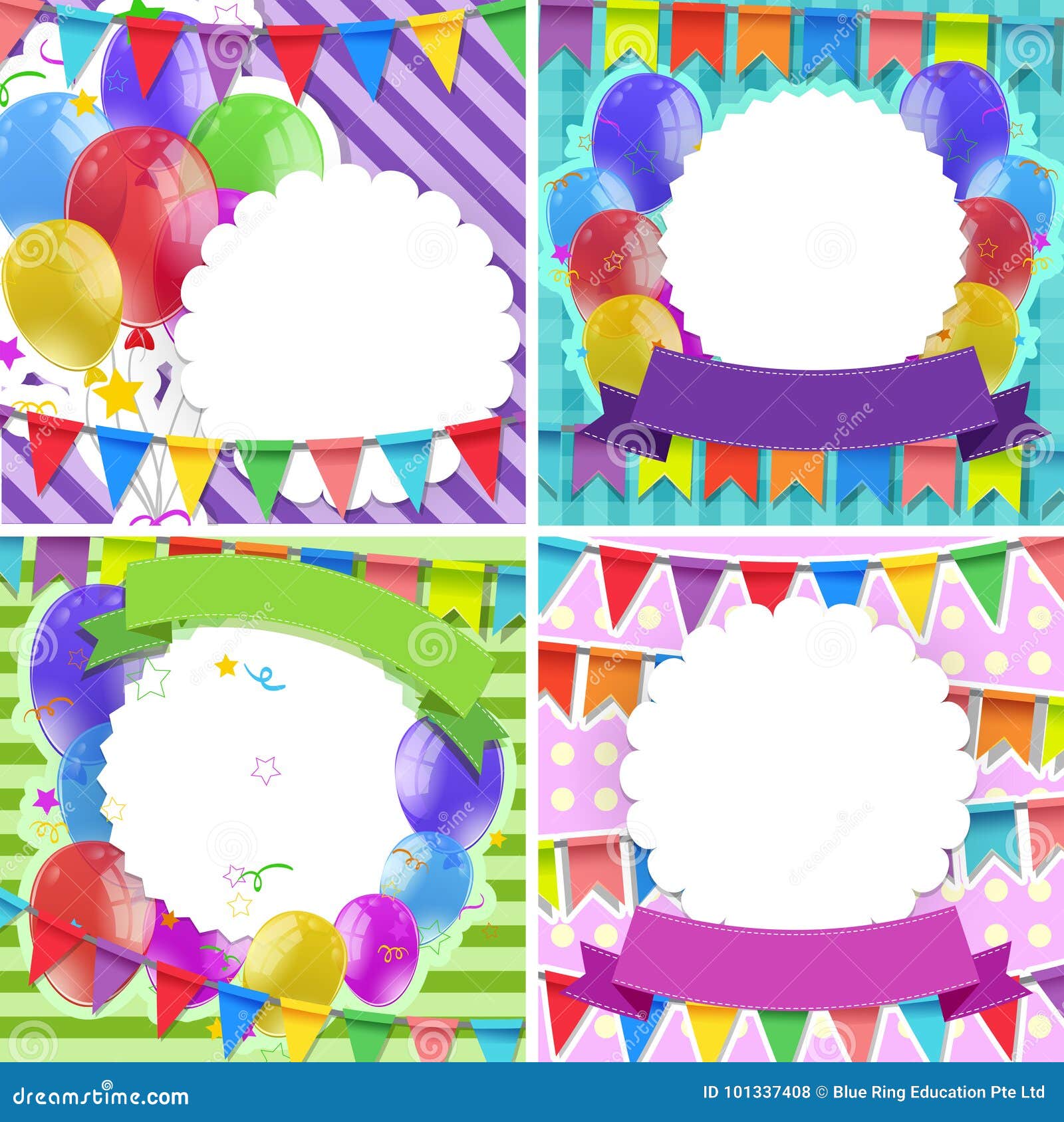 Border Templates with Balloons and Flags Stock Vector - Illustration of ...