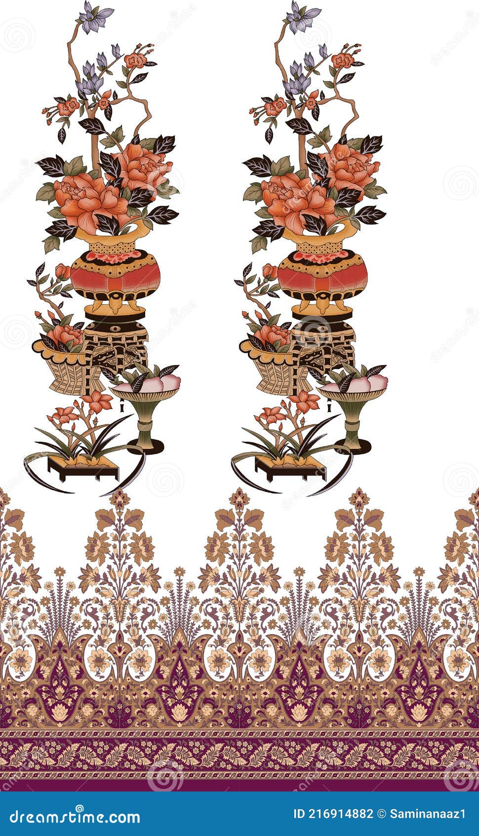 Border Textile Design Print Created Stock Illustration - Illustration ...