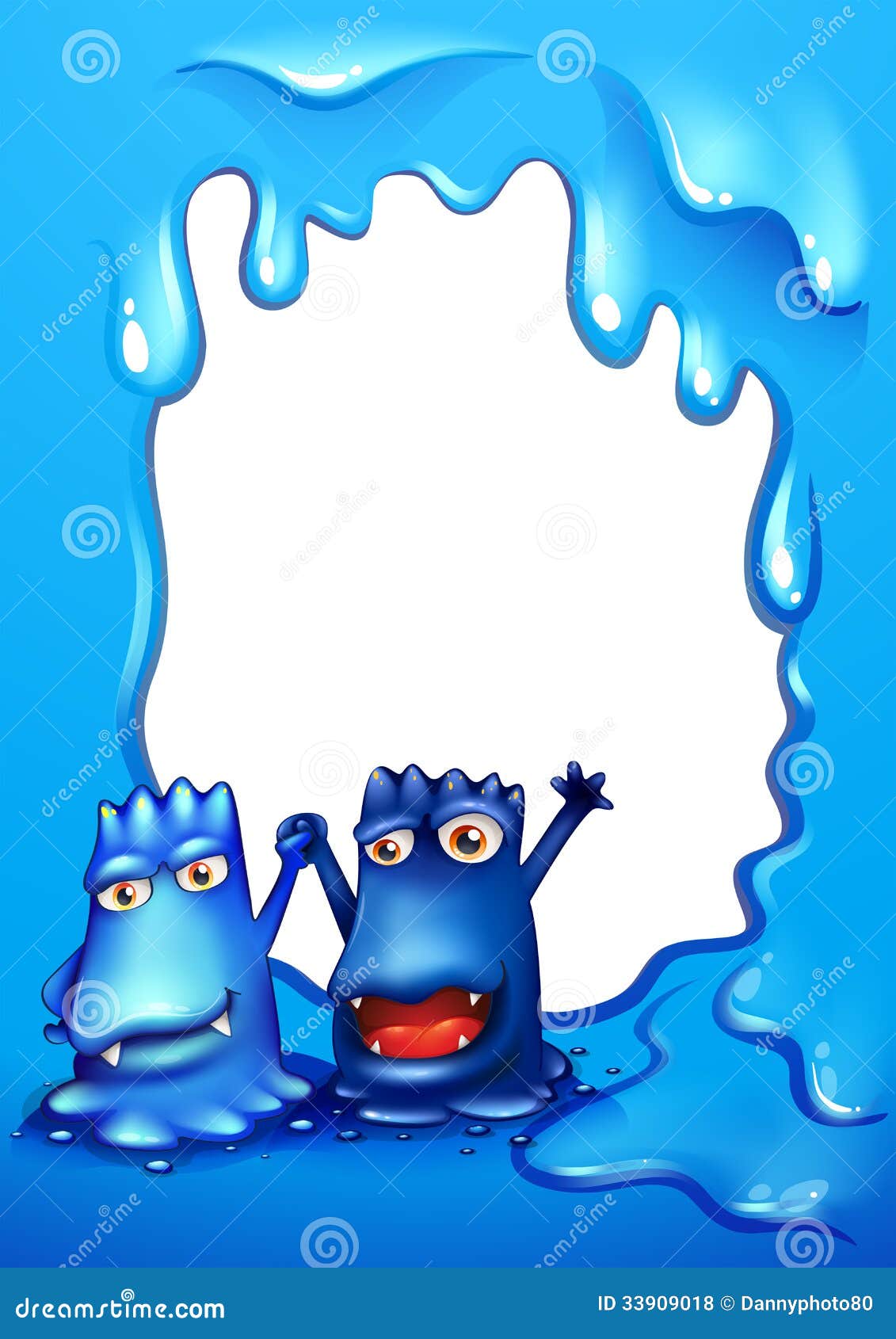A Border with Two Blue Monsters Stock Vector - Illustration of cartoon ...