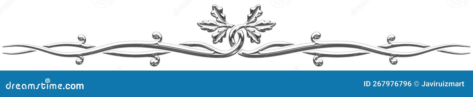 Border with Two Silver Oak Branches Stock Photo - Illustration of ...