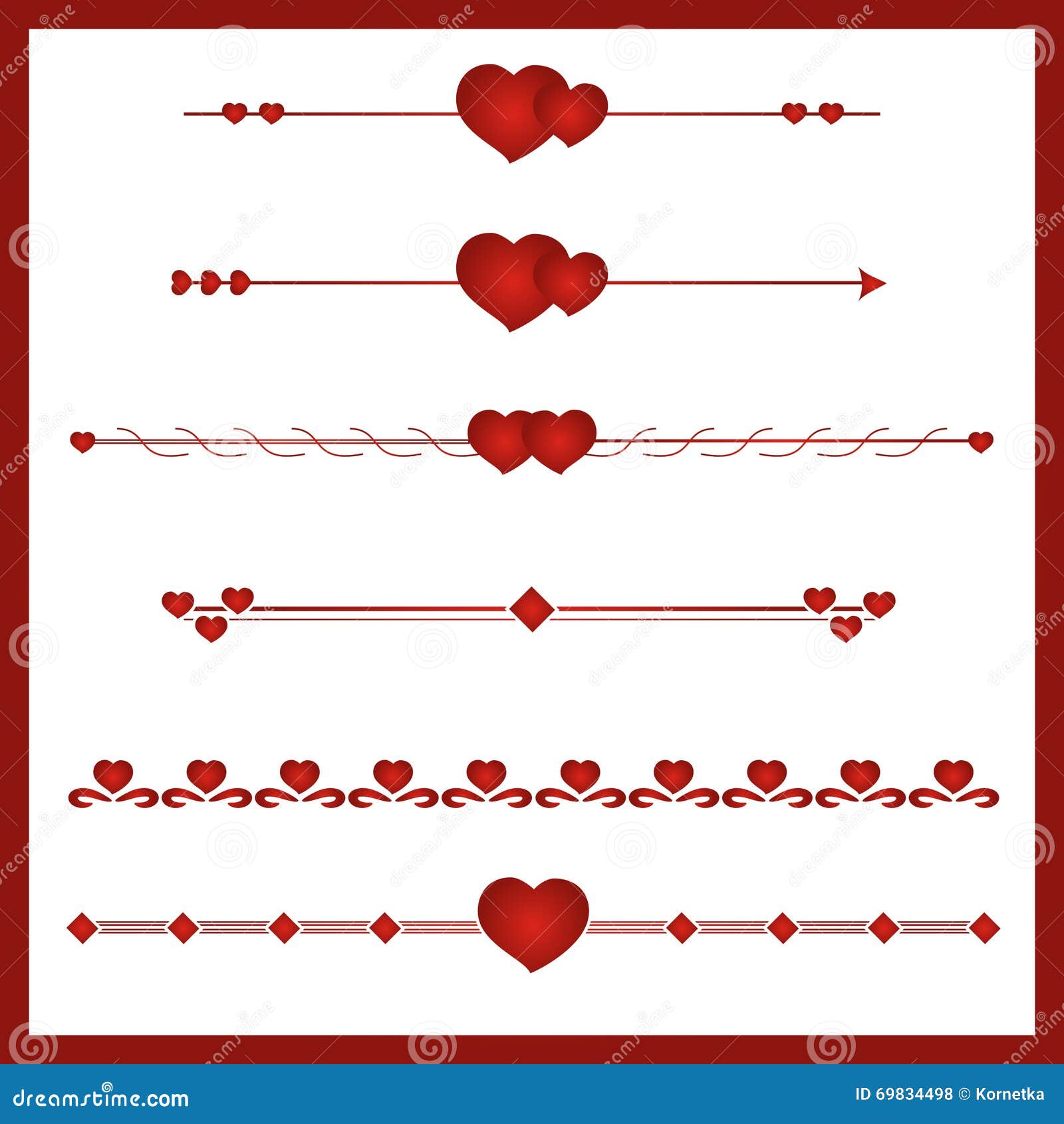 Border vector heart. stock vector. Illustration of color - 69834498
