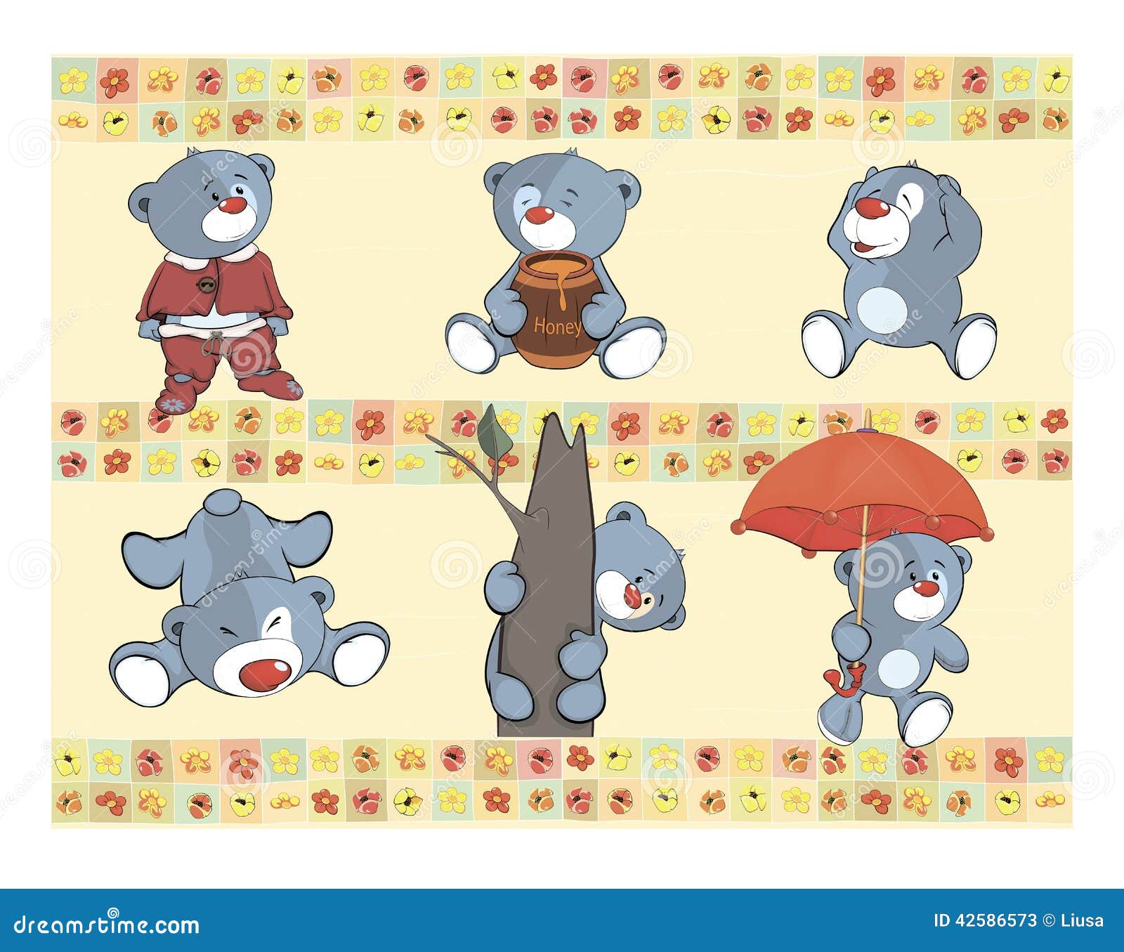 Border for Wallpaper with Stuffed Bear Cubs Stock Vector - Illustration ...